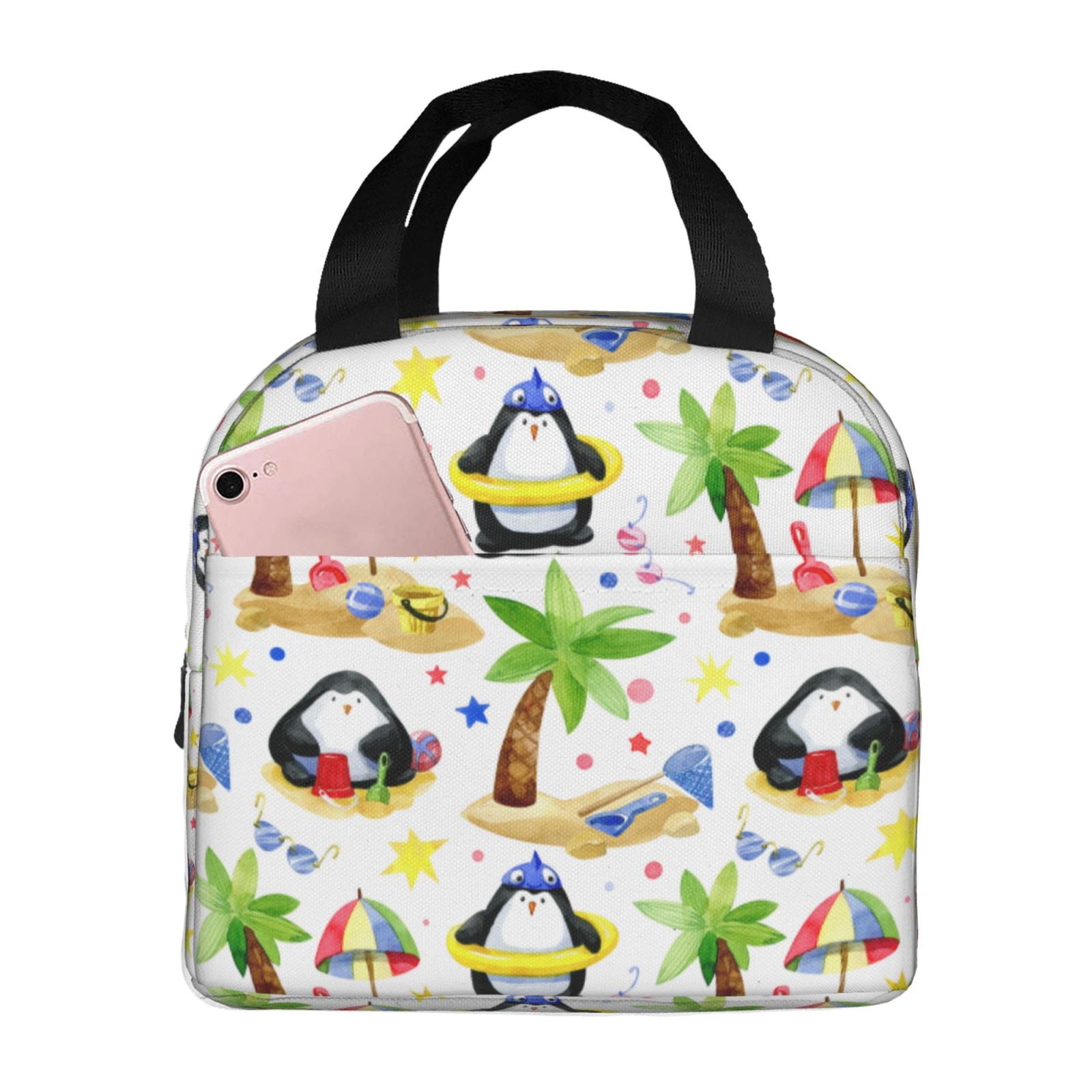 Naloa Penguins On The Beach Print Lunch Box for Women Men,Insulated ...