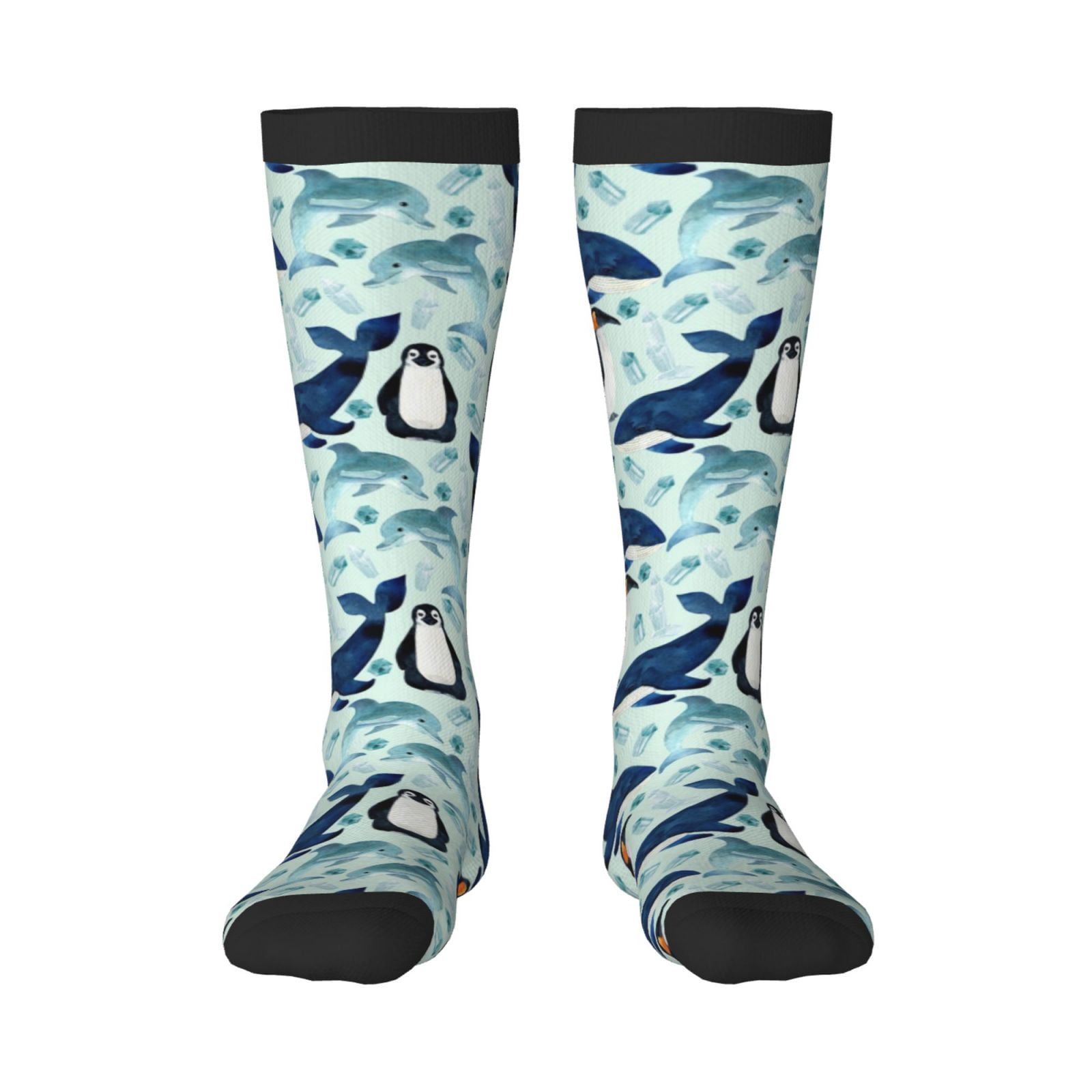 Naloa Penguins Whales Thigh High Socks Extra Long Stretchy Sock Women ...