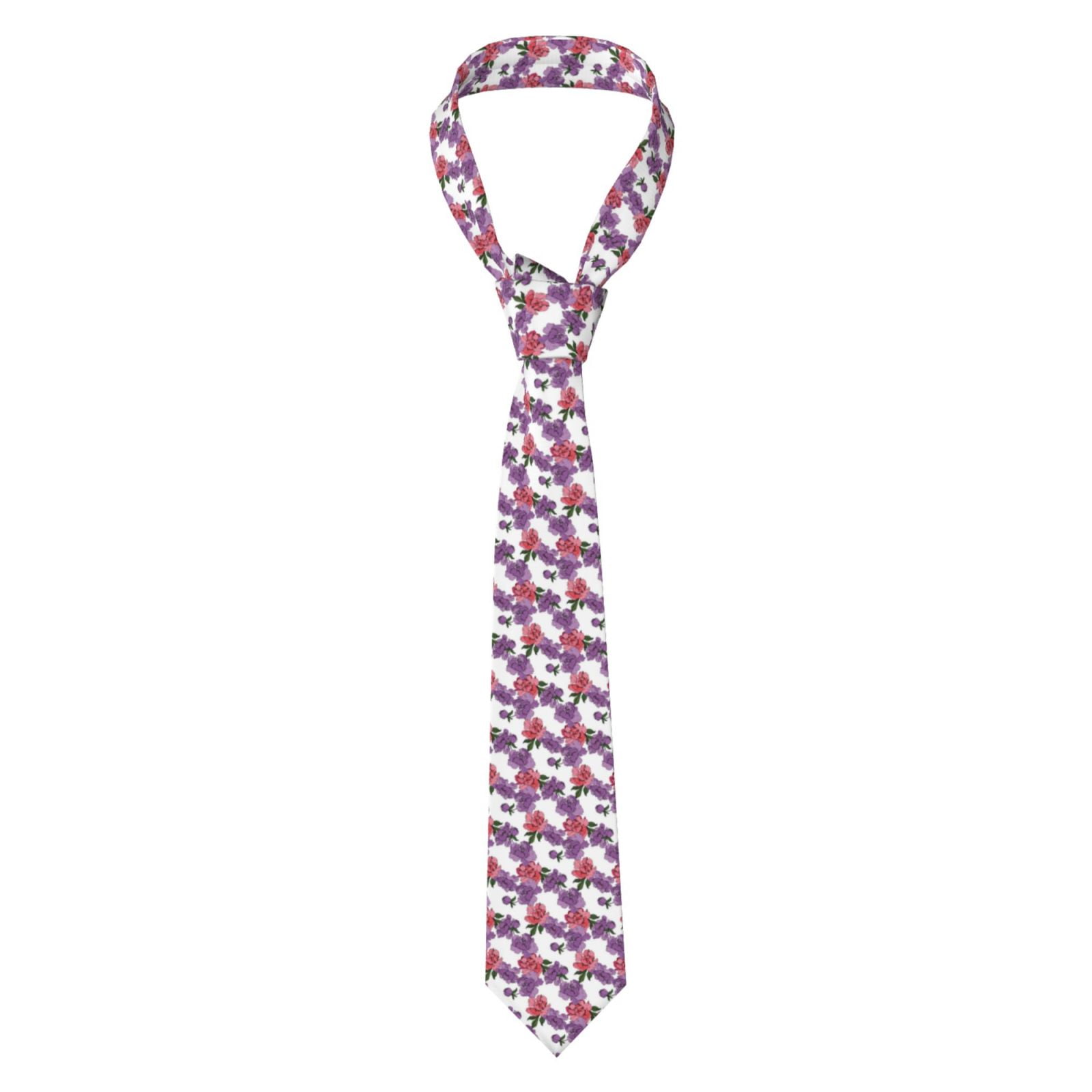 Naloa Peonies Print Solid Color Tie Formal Necktie for Men，Suitable for ...