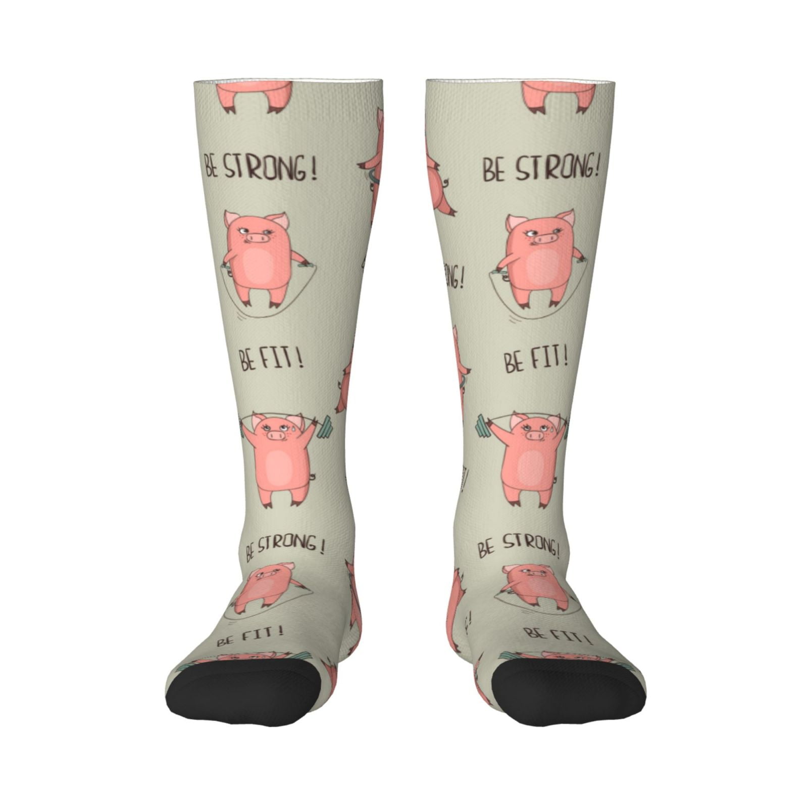 Naloa Pigs Exercising Thigh High Socks Extra Long Stretchy Sock Women Over Knee High Opaque ...