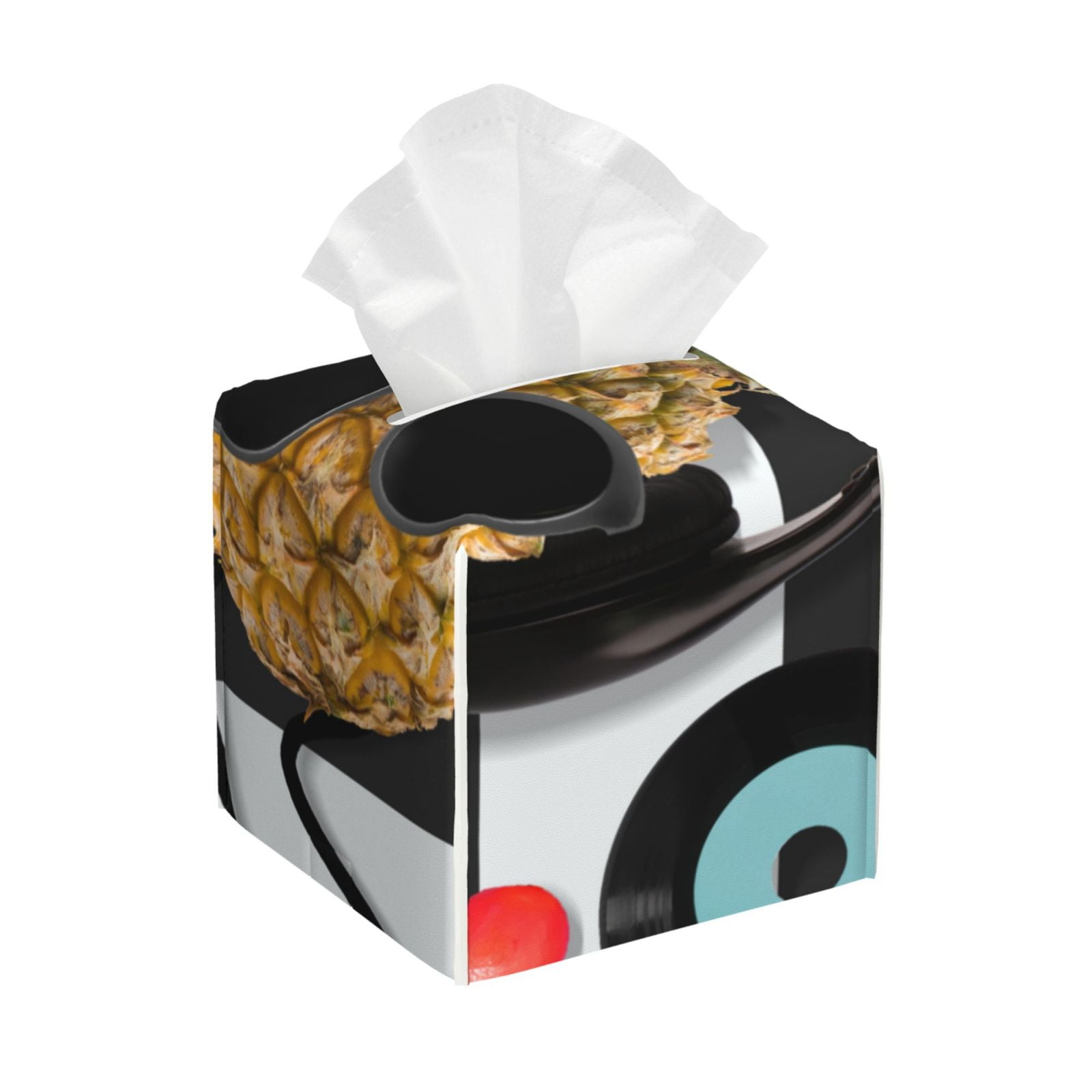 Naloa Pineapple With Black Glasses Tissue Box Cover Leather Tissue ...