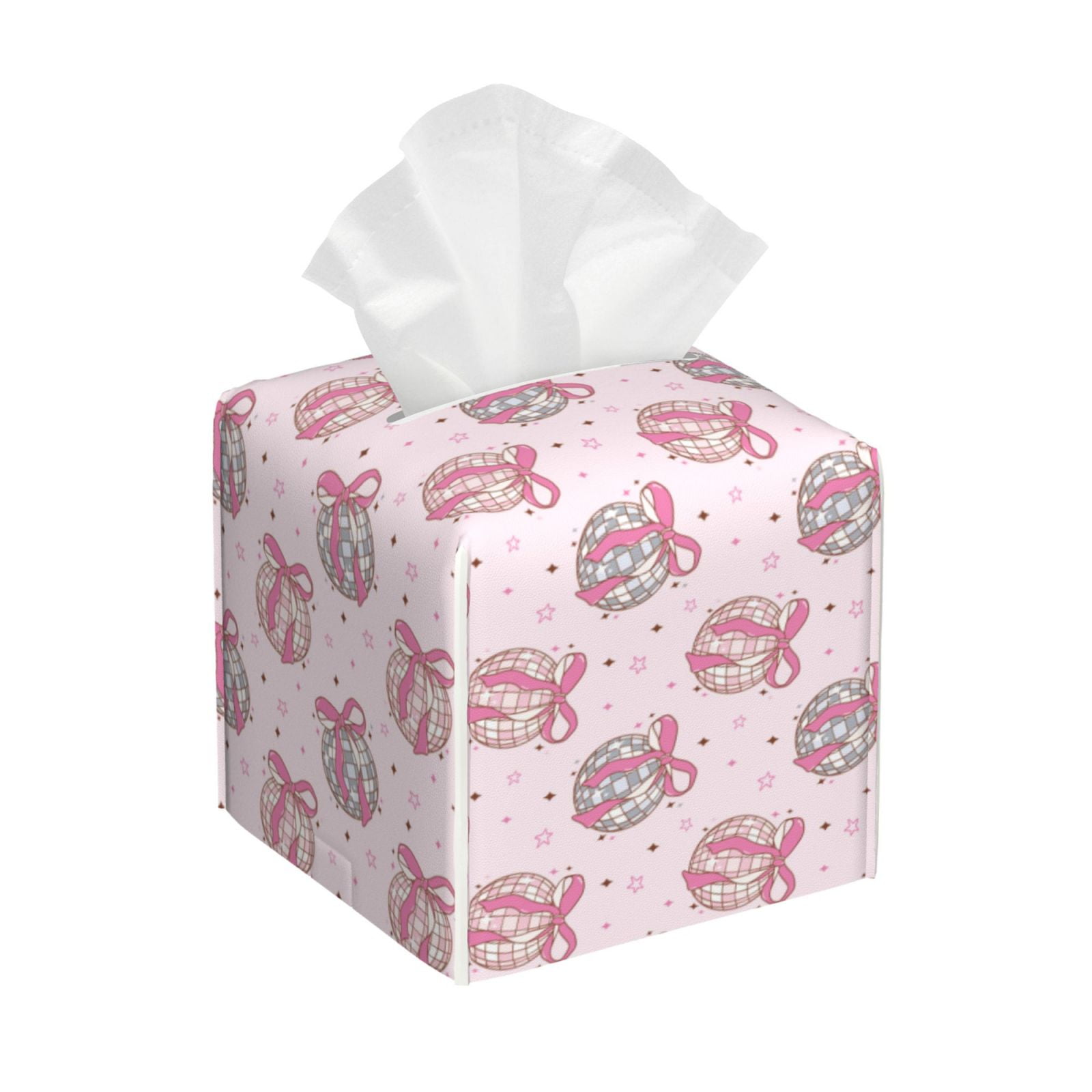 Naloa Pink Disco Ball Tissue Box Cover Leather Tissue Holder Square ...