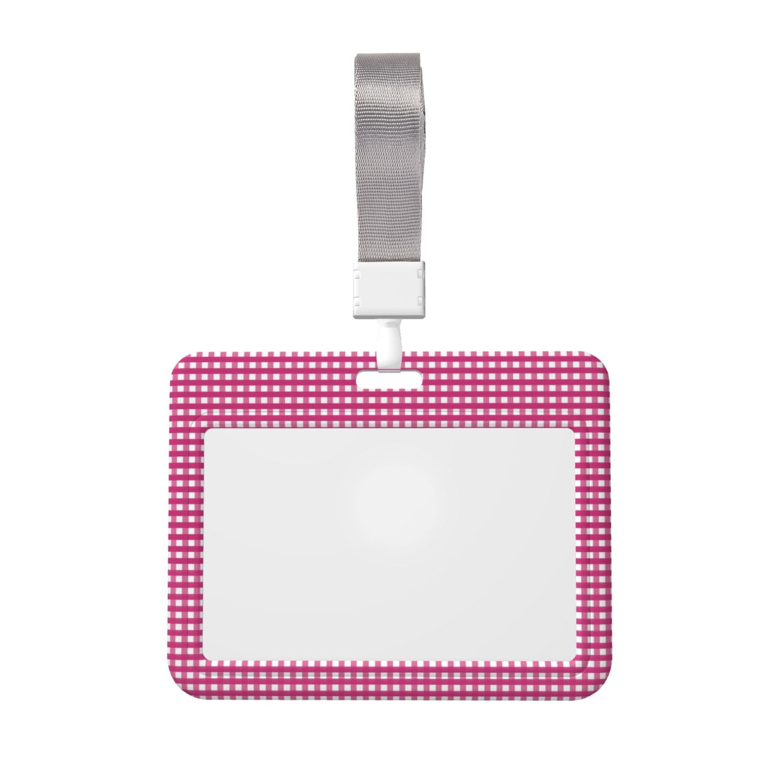 Naloa Pink Gingham Card Badge Holder Work Badge Sleeve for Office ...