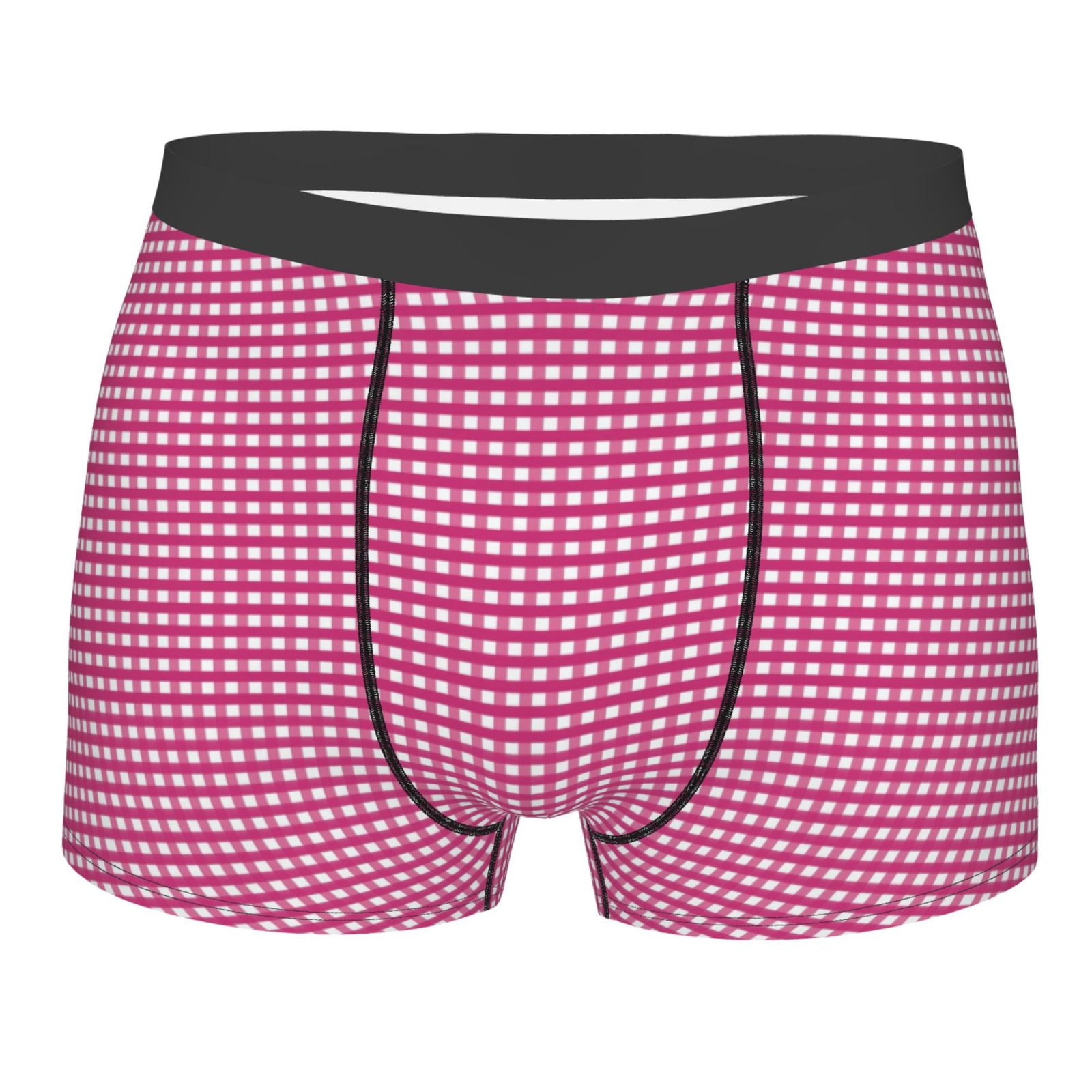 Naloa Pink Gingham Print Mens Underwear - Boxers for Men, Classic ...