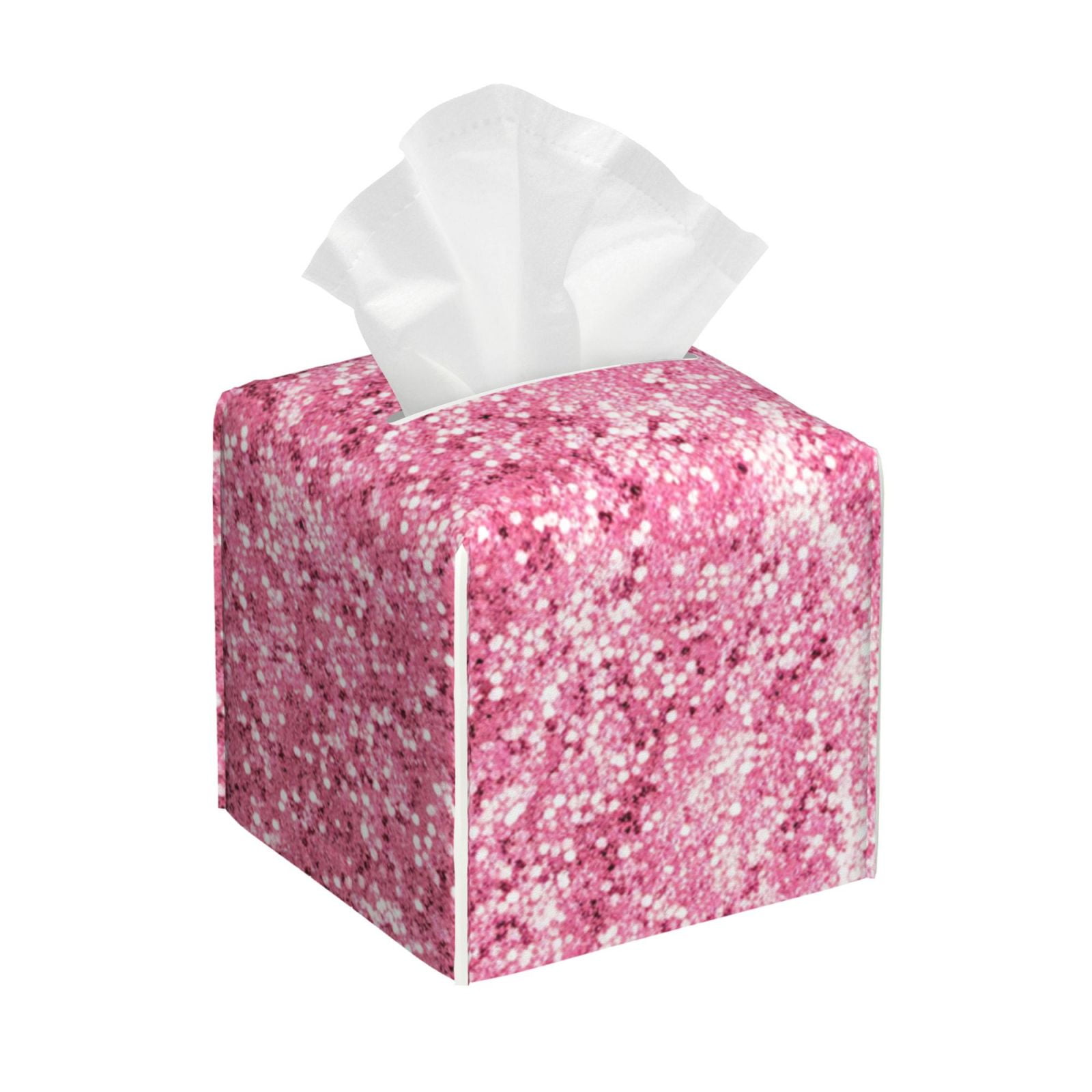 Naloa Pink Glitter Tissue Box Cover Leather Tissue Holder Square Facial ...