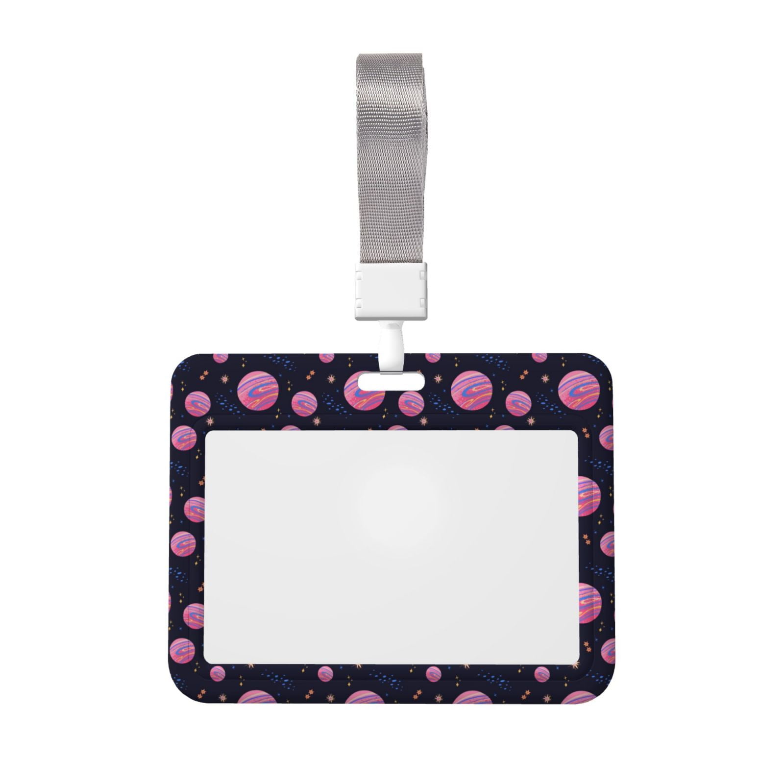 Naloa Pink Planets And Stars Card Badge Holder Work Badge Sleeve for ...