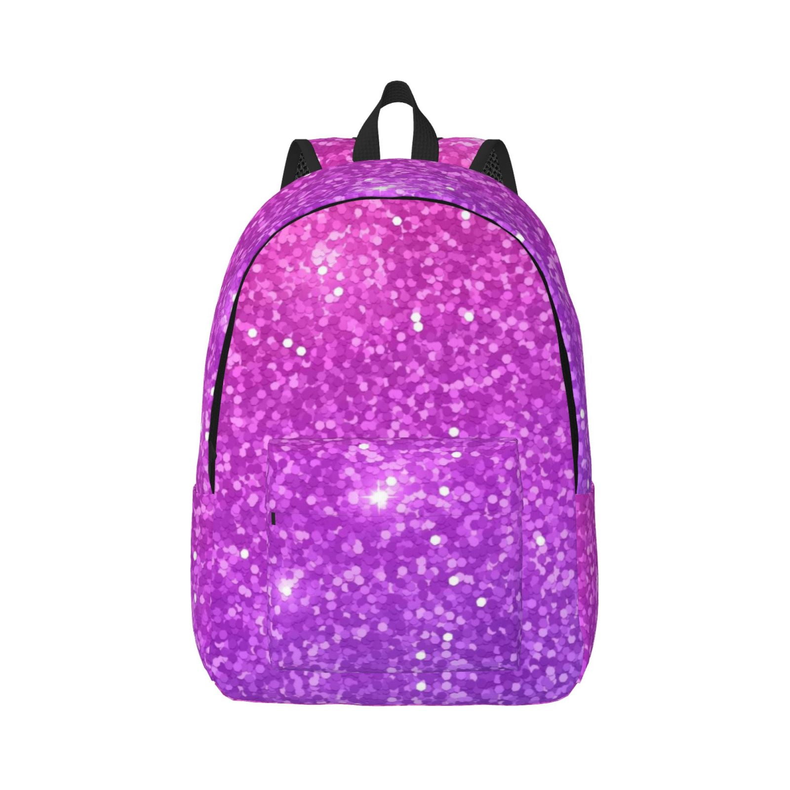 Naloa Pink Purple Glitter Canvas Backpack for Men Women Rucksack Casual ...