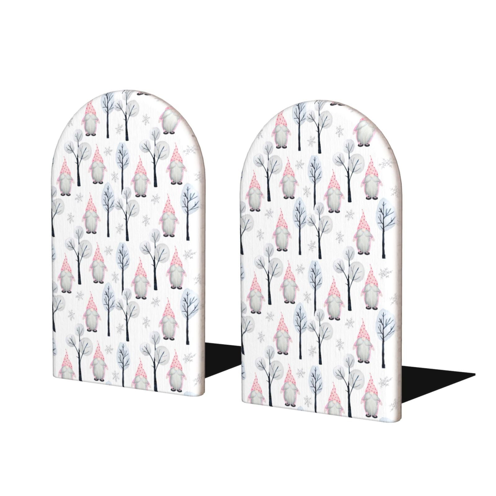 Naloa Pink oldman Winter Forest Wood Non-Skid Bookend for Shelves,Book ...