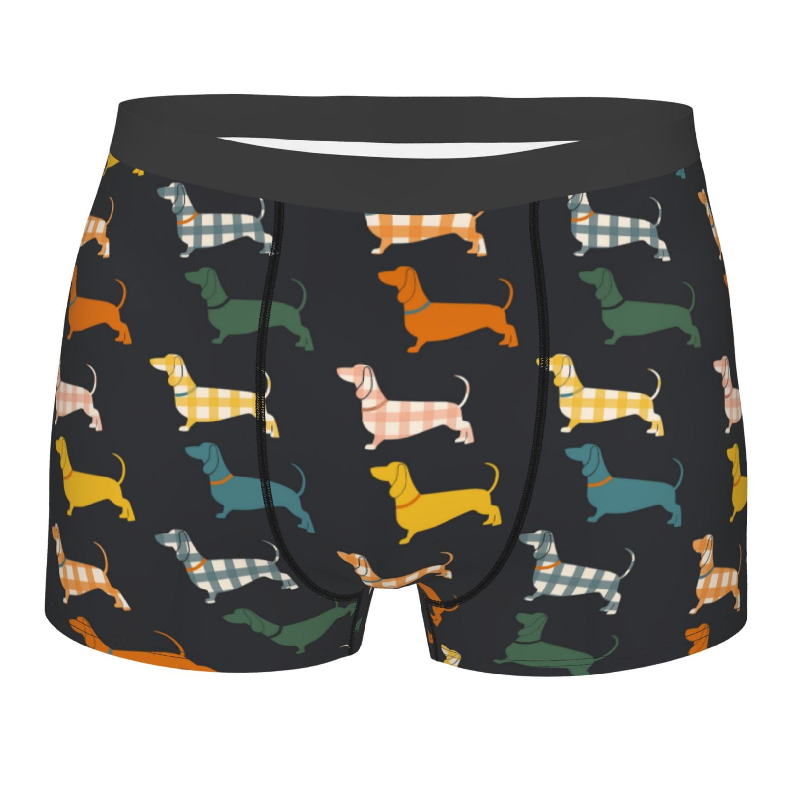 Naloa Plaid Dachshund Print Mens Underwear - Boxers for Men, Classic ...