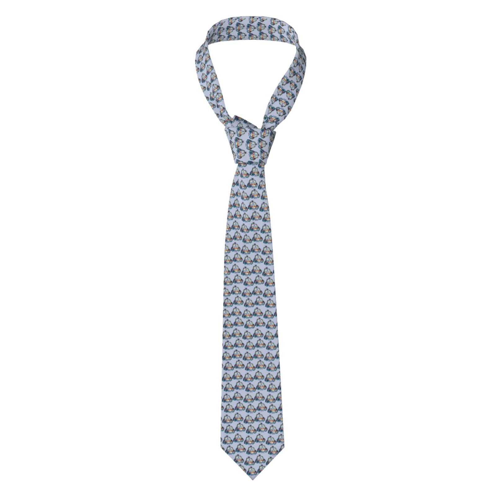 Naloa Police Car Print Solid Color Tie Formal Necktie for Men，Suitable ...