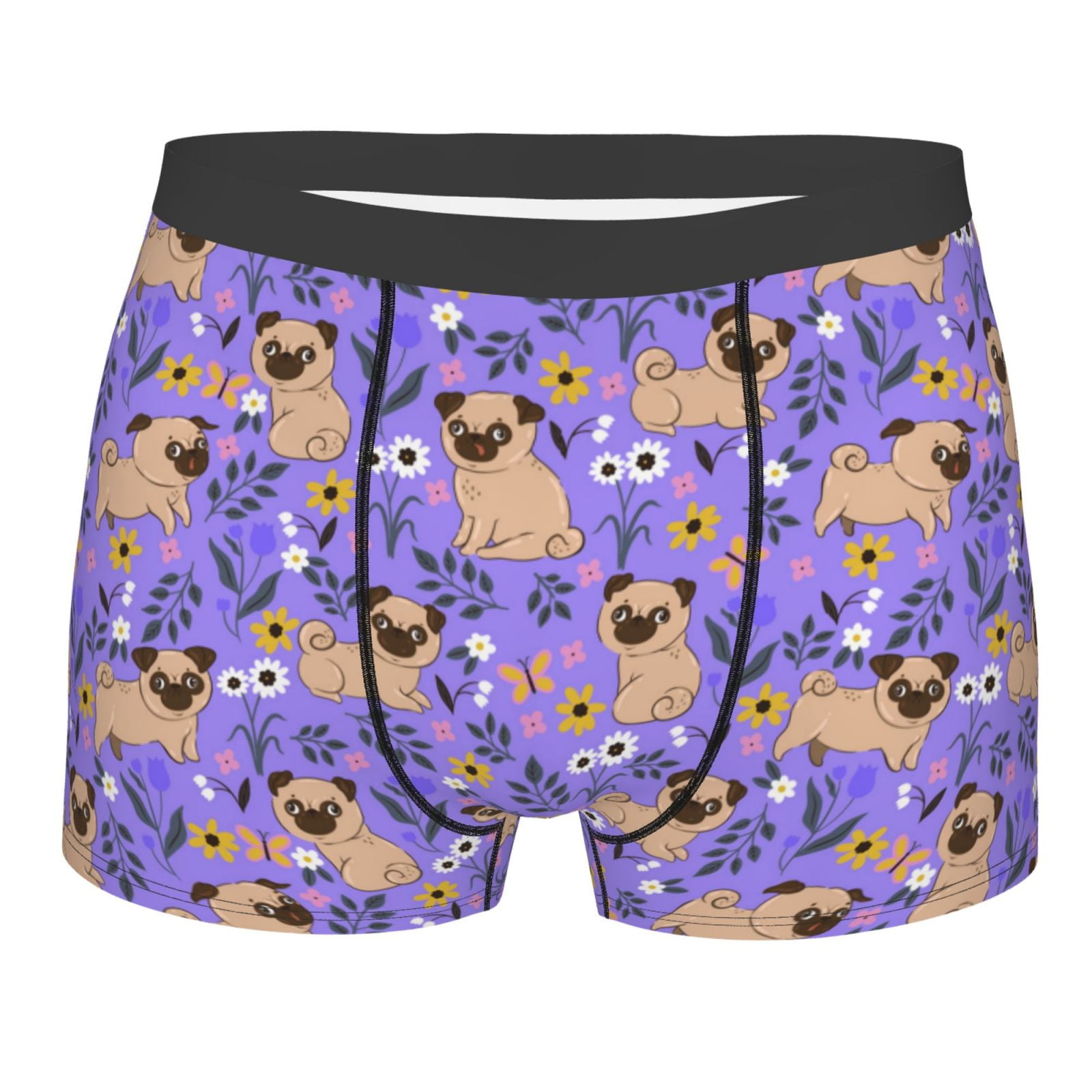 Naloa Pugs and Flowers Print Mens Underwear - Boxers for Men, Classic ...