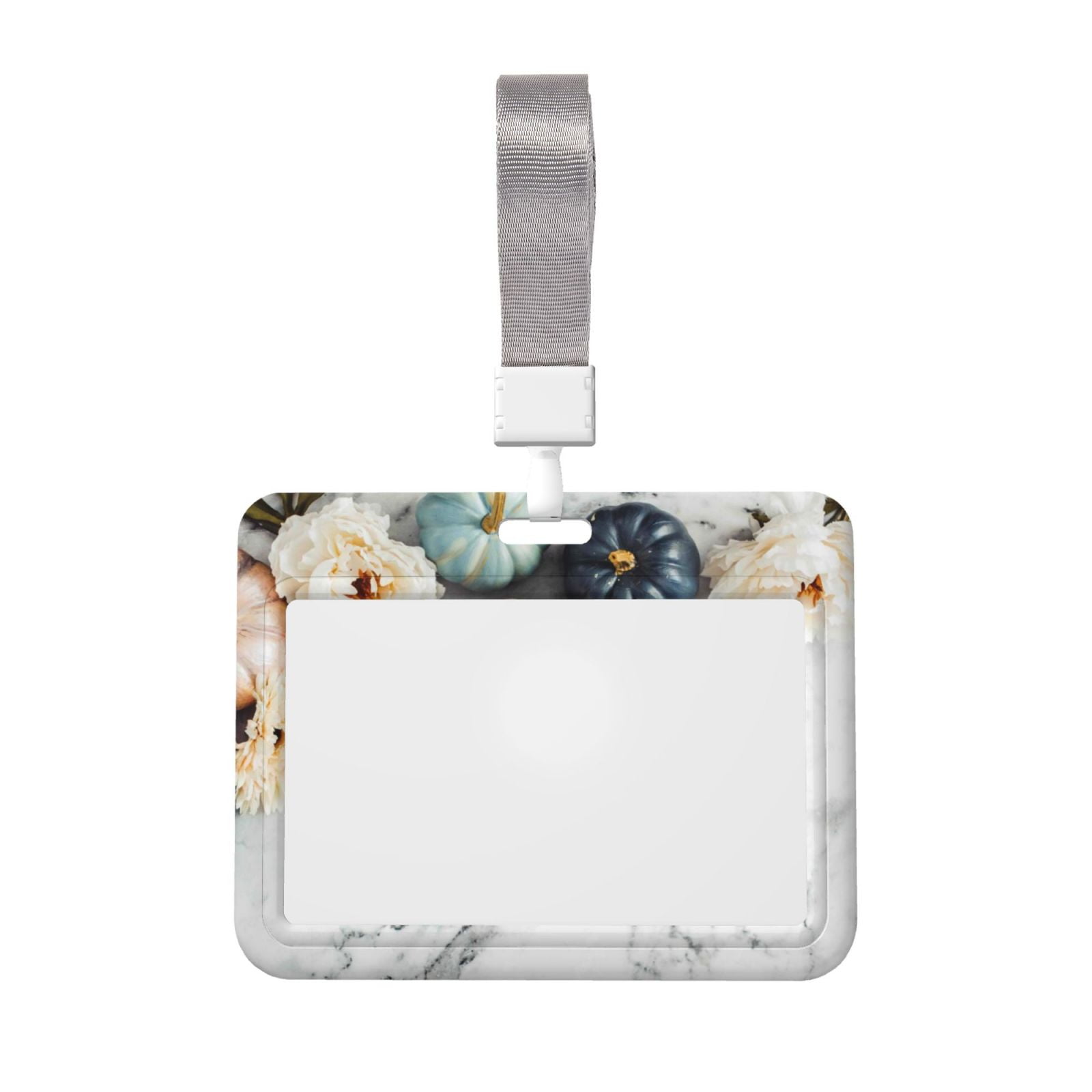 Naloa Pumpkin And White Marble Card Badge Holder Work Badge Sleeve for ...