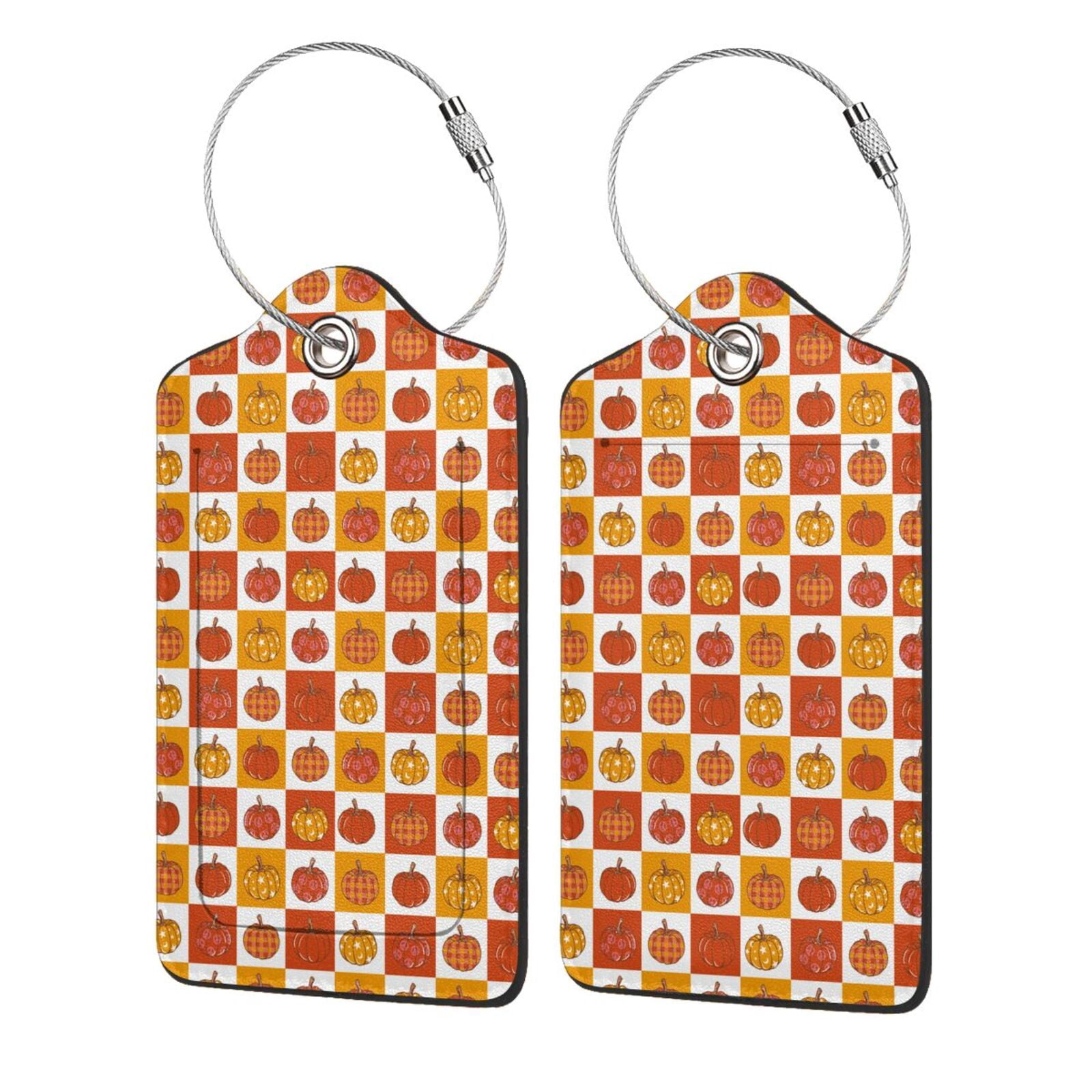 Naloa Pumpkin Plaid Luggage Tag for Suitcase Leather Baggage Tag with ...