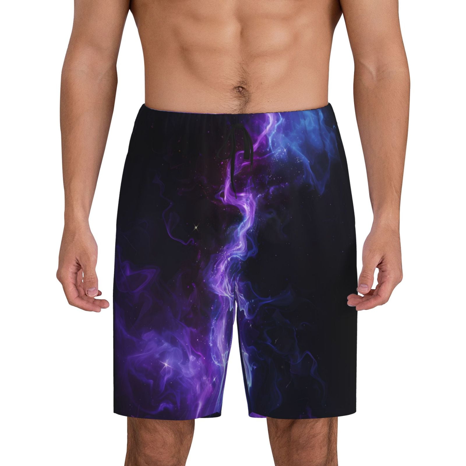 Naloa Purple And Blue Nebula Men's Short Pajama Pants, Pj Shorts ...