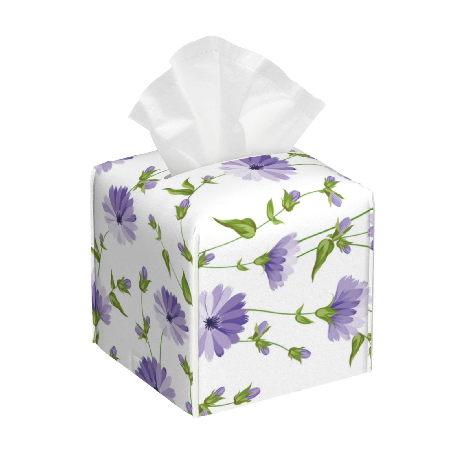 Naloa Purple Chicory Tissue Box CoverLeather Tissue Holder Square ...