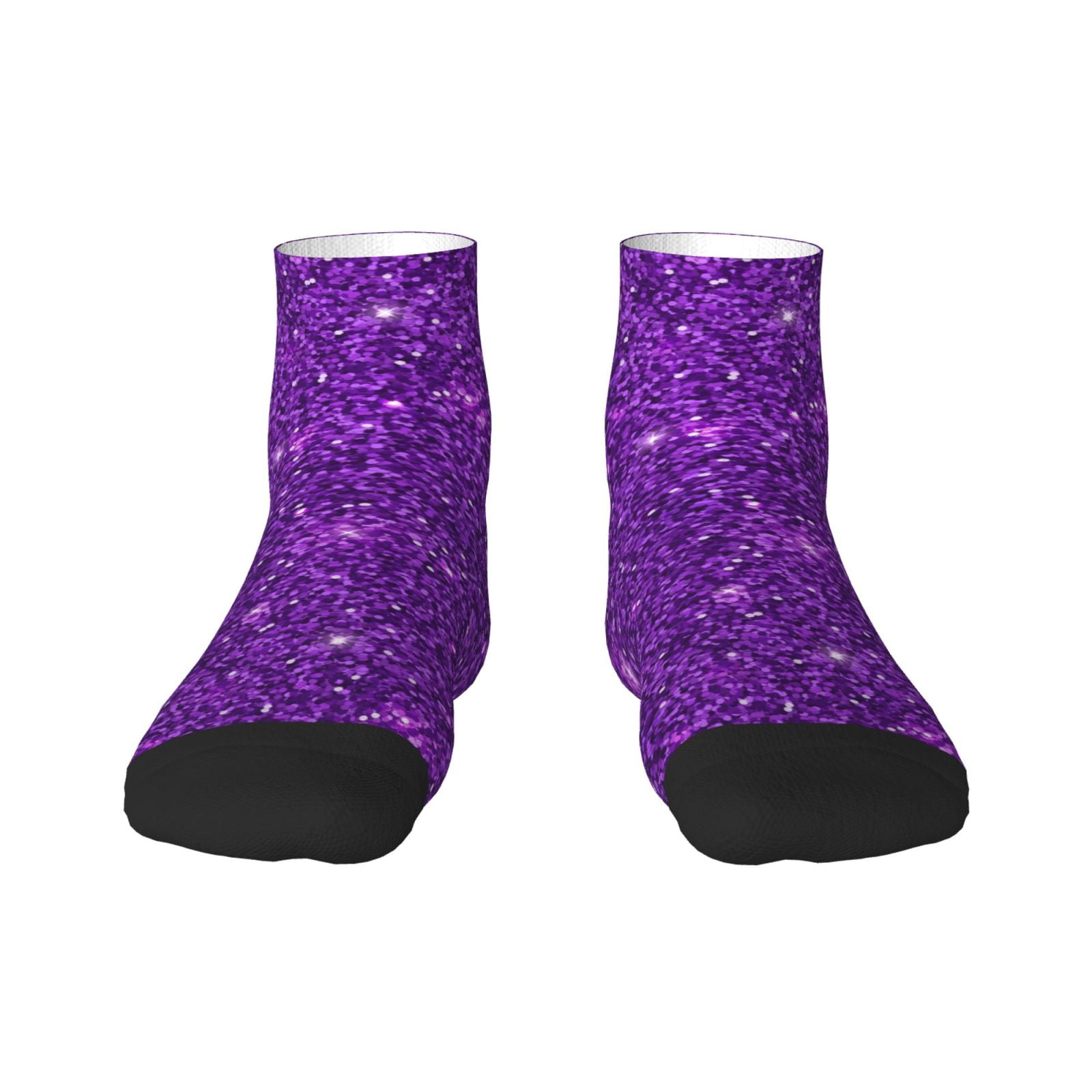 Naloa Purple Glitter Ankle Socks for Women Non Slip Socks No Show Socks ...