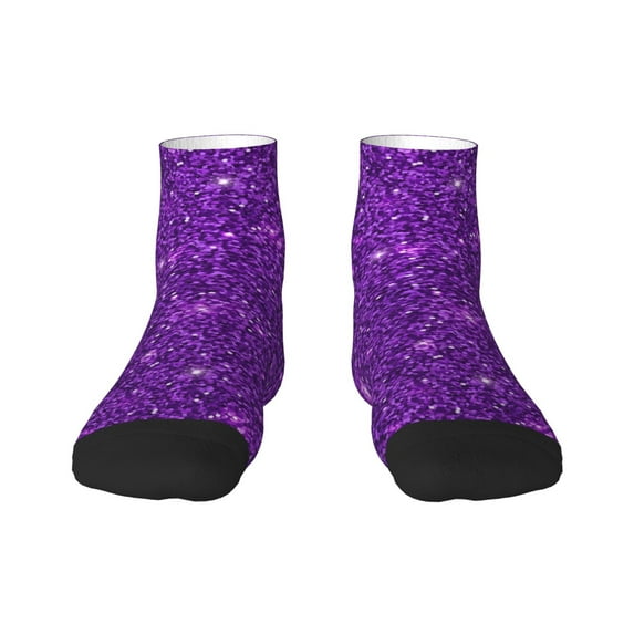 Naloa Purple Glitter Ankle Socks for Women Non Slip Socks No Show Socks ...