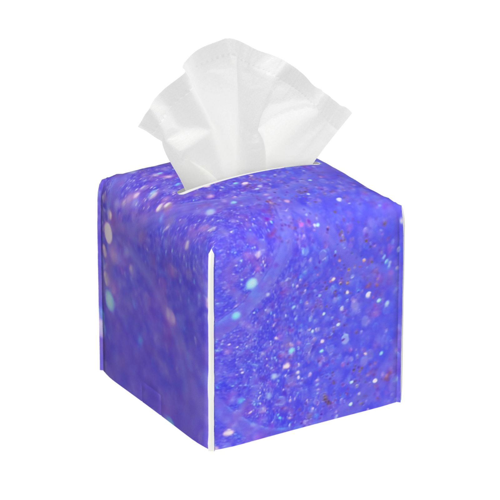 Naloa Purple Glitter Tissue Box Cover Leather Tissue Holder Square ...