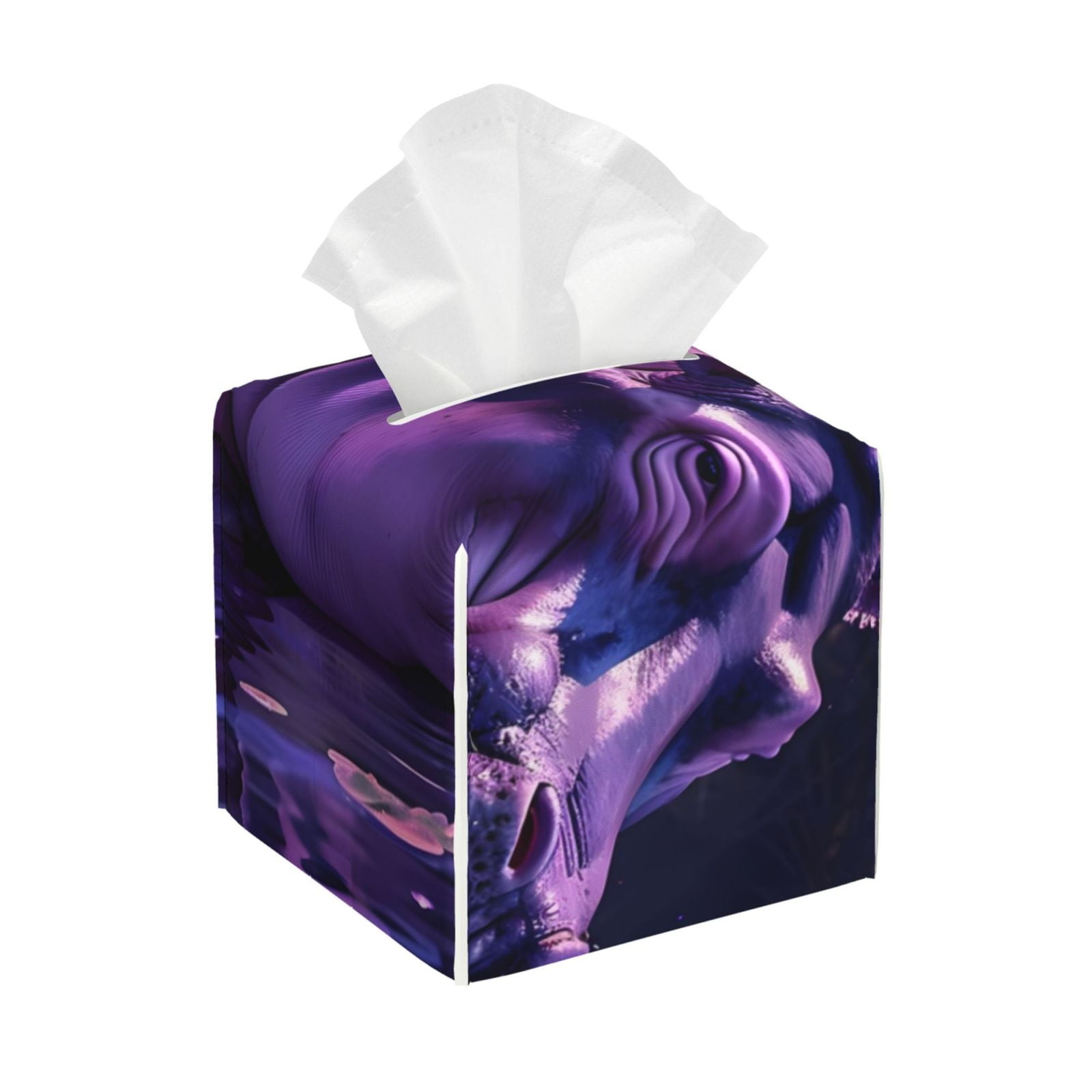 Naloa Purple Hippo In Water Tissue Box Cover Leather Tissue Holder ...