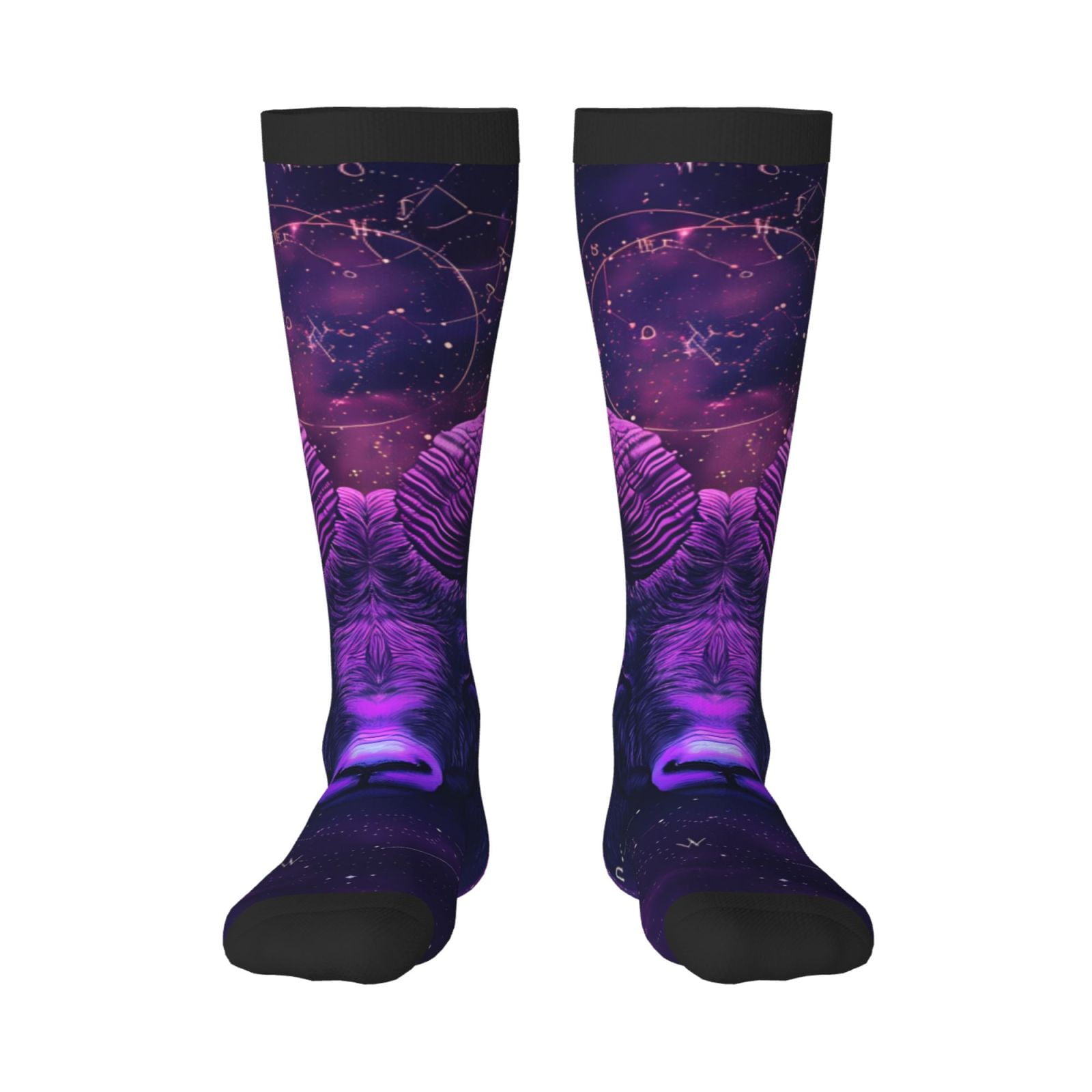Naloa Purple Starry Sky Antelope Thigh High Socks Extra Long Stretchy ...
