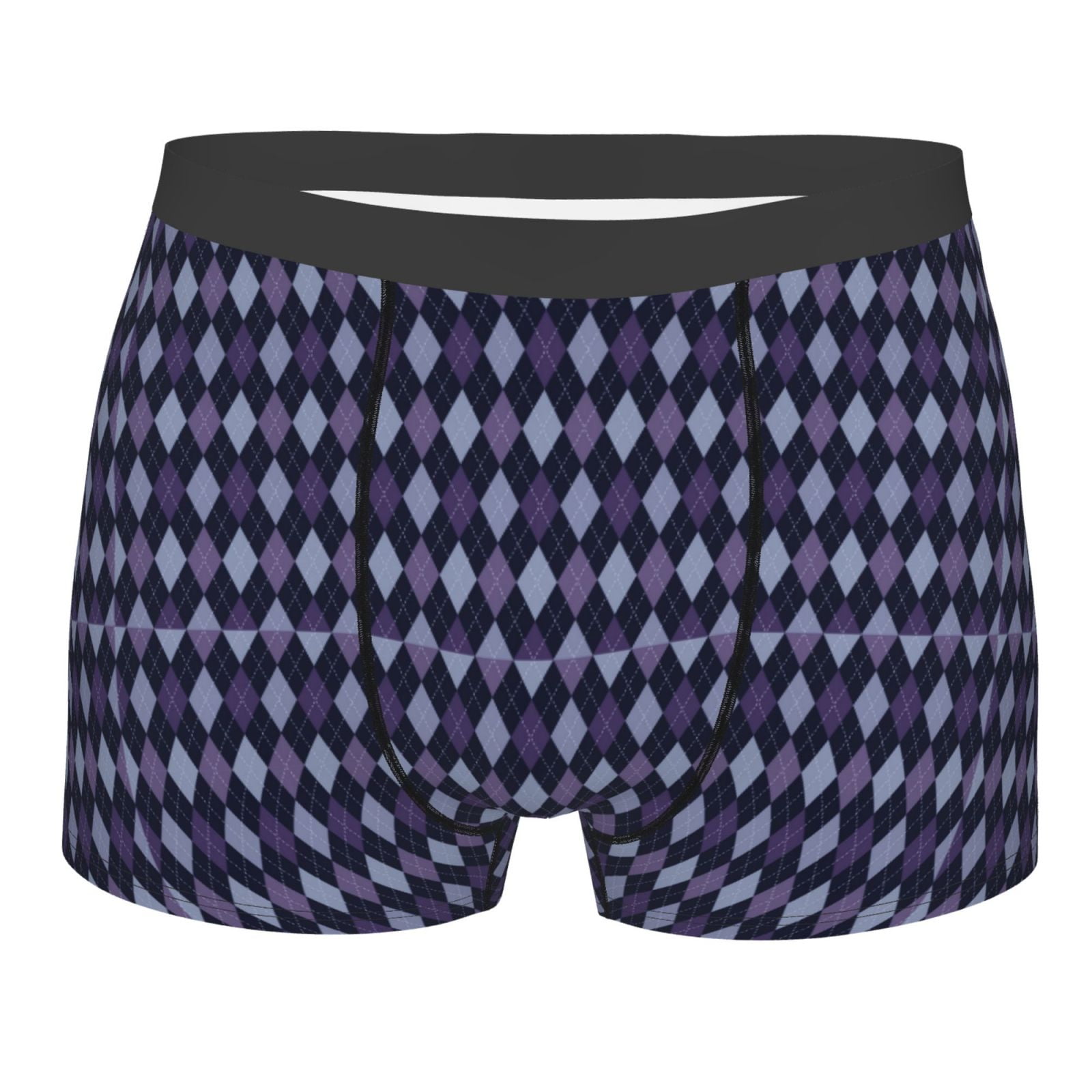 Naloa Purple and Blue Squares Print Mens Underwear - Boxers for Men ...