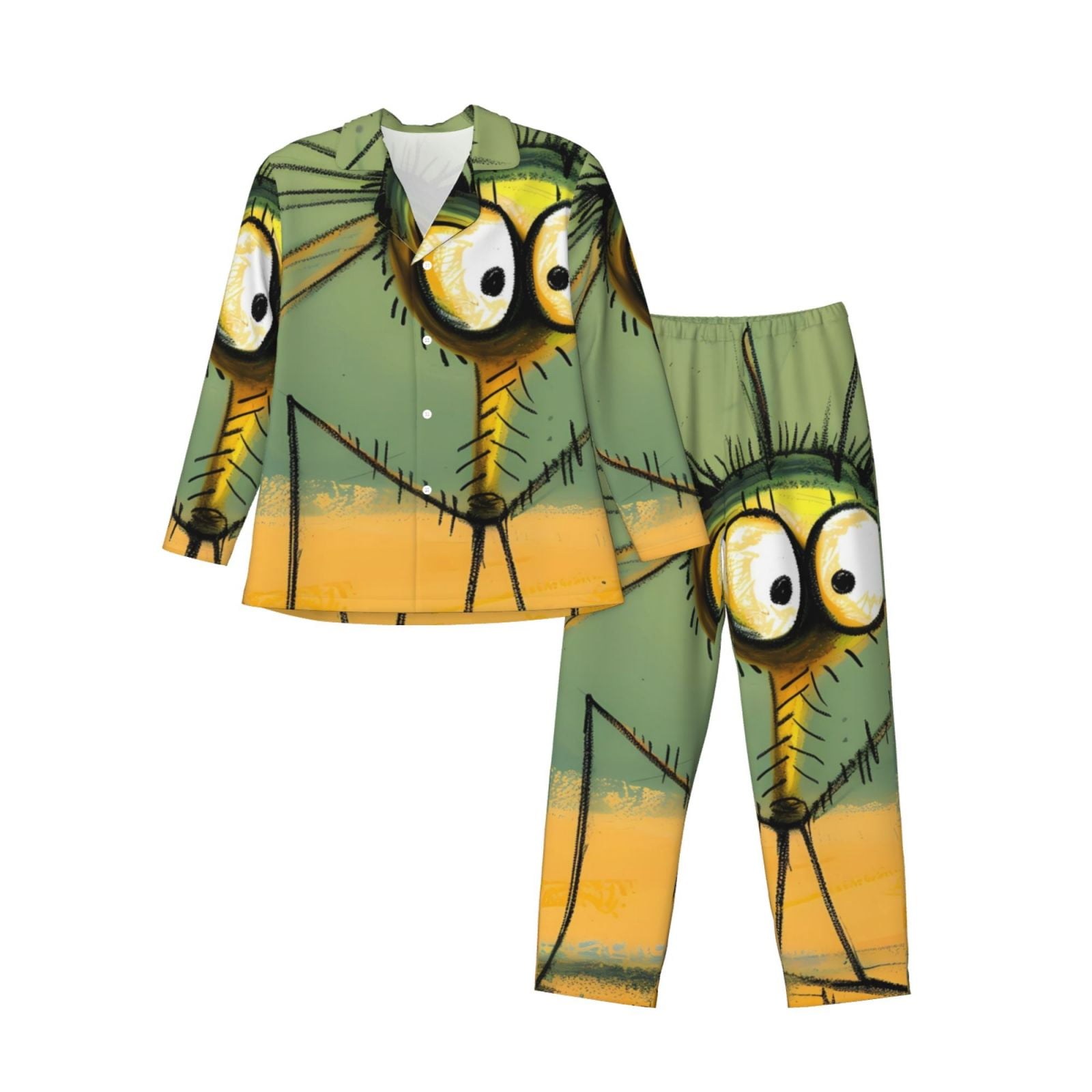 Naloa Quirky Cartoon 123 Men’s Pajamas Set - Long Sleeve Button Down ...
