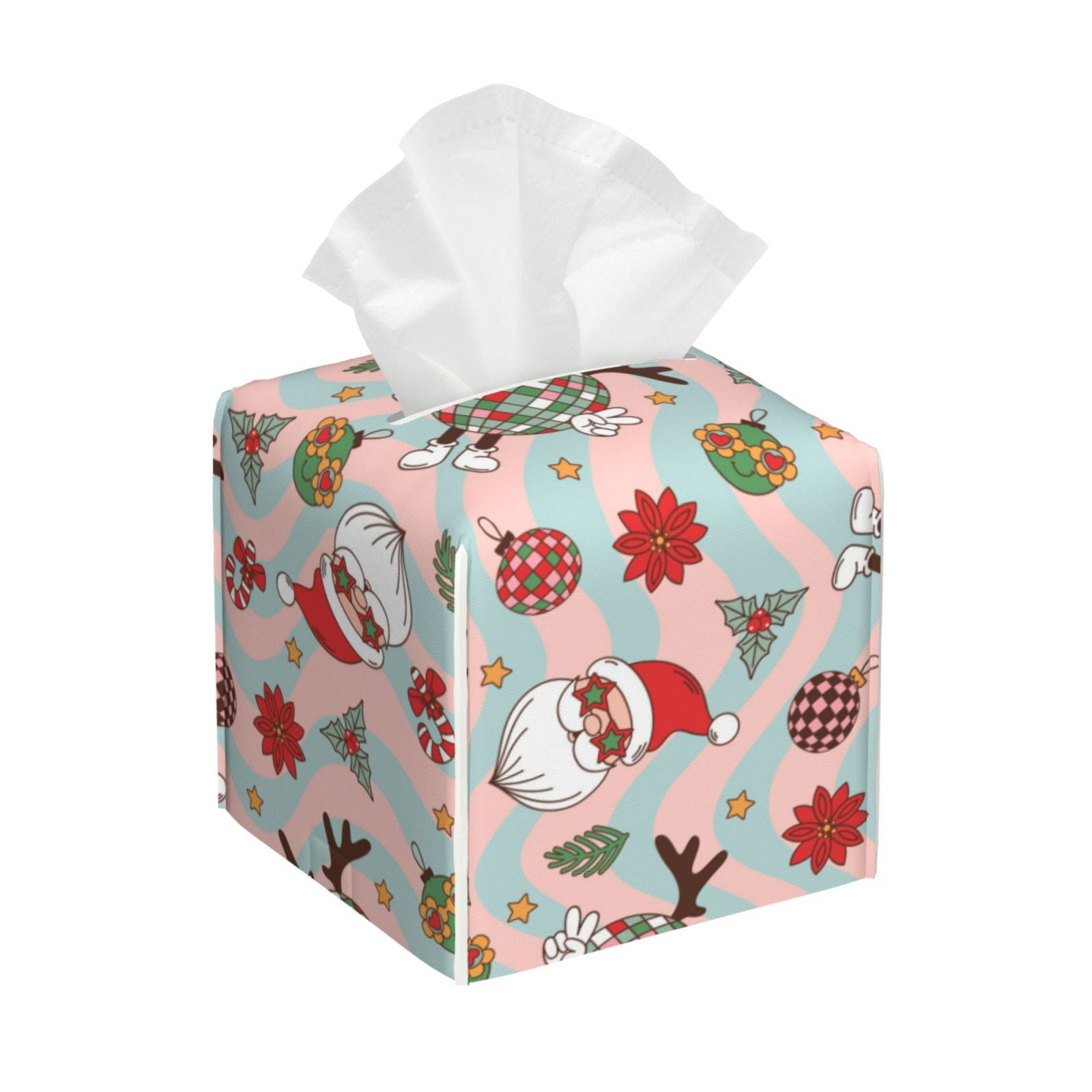 Naloa Quirky Santa Reindeer Retro Wave Tissue Box Cover Leather Tissue ...