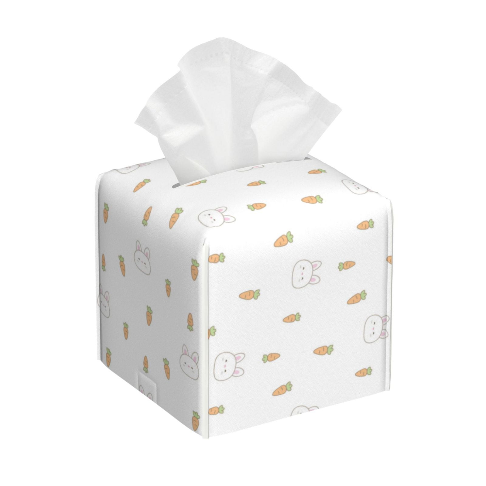 Naloa Rabbit And Carrot Tissue Box CoverLeather Tissue Holder Square ...