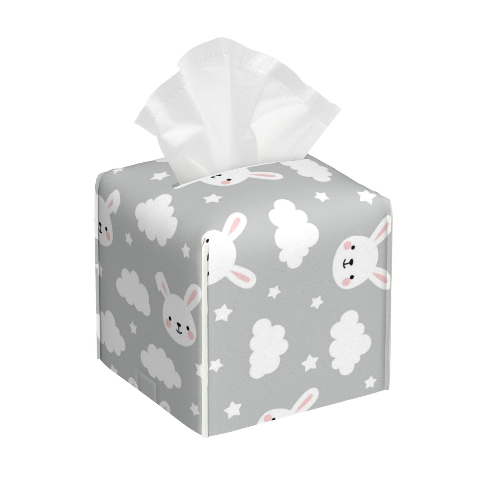 Naloa Rabbit And Cloud Tissue Box CoverLeather Tissue Holder Square ...