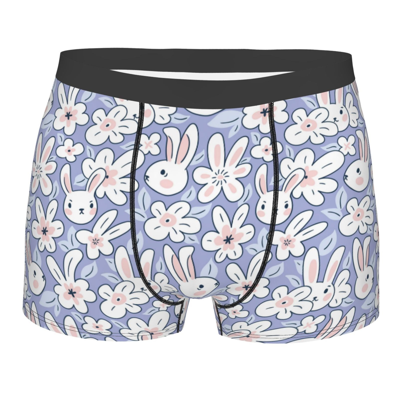 Naloa Rabbit And Floral Print Mens Underwear - Boxers for Men, Classic ...