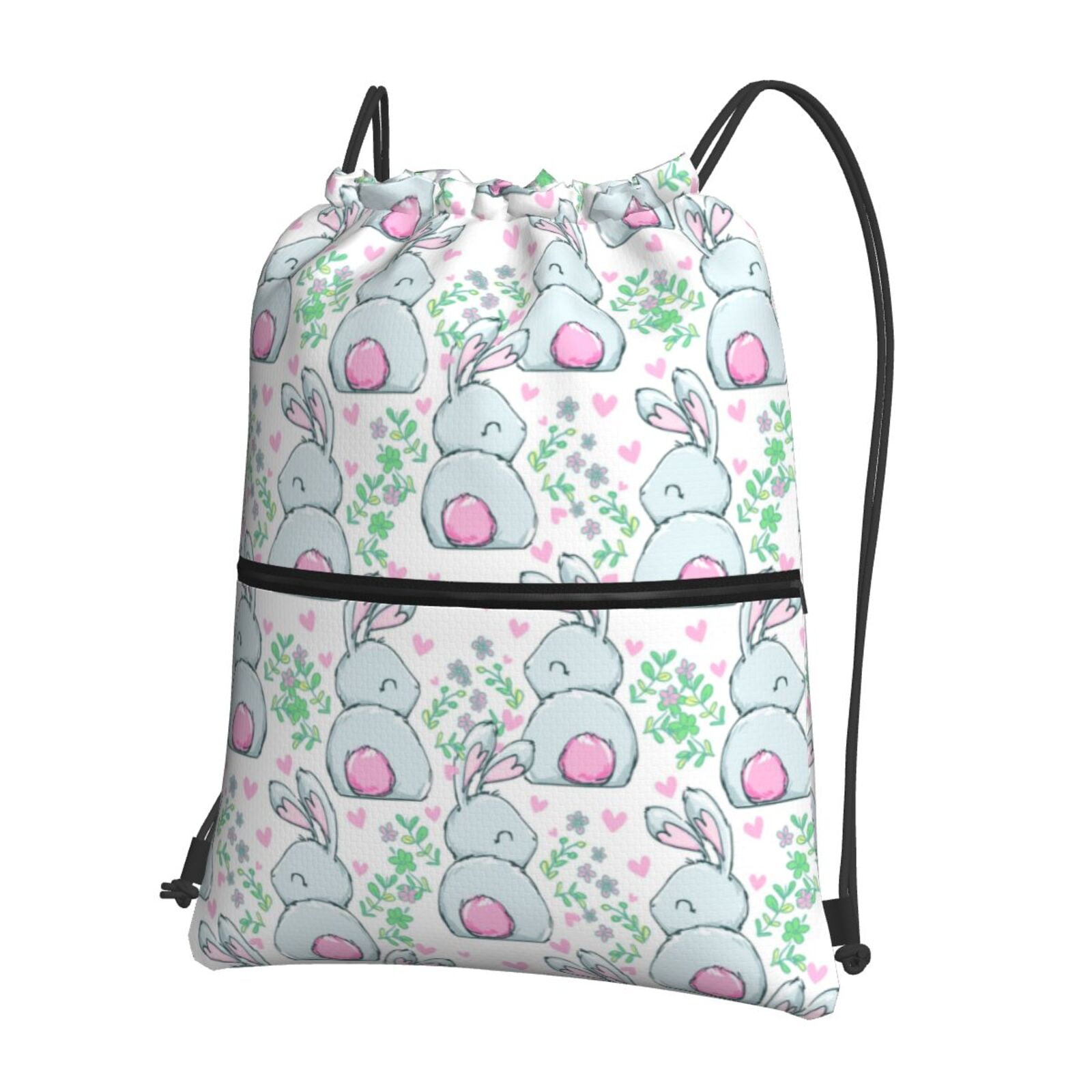 Naloa Rabbit Back View Drawstring Backpack String Bag Cinch Water ...