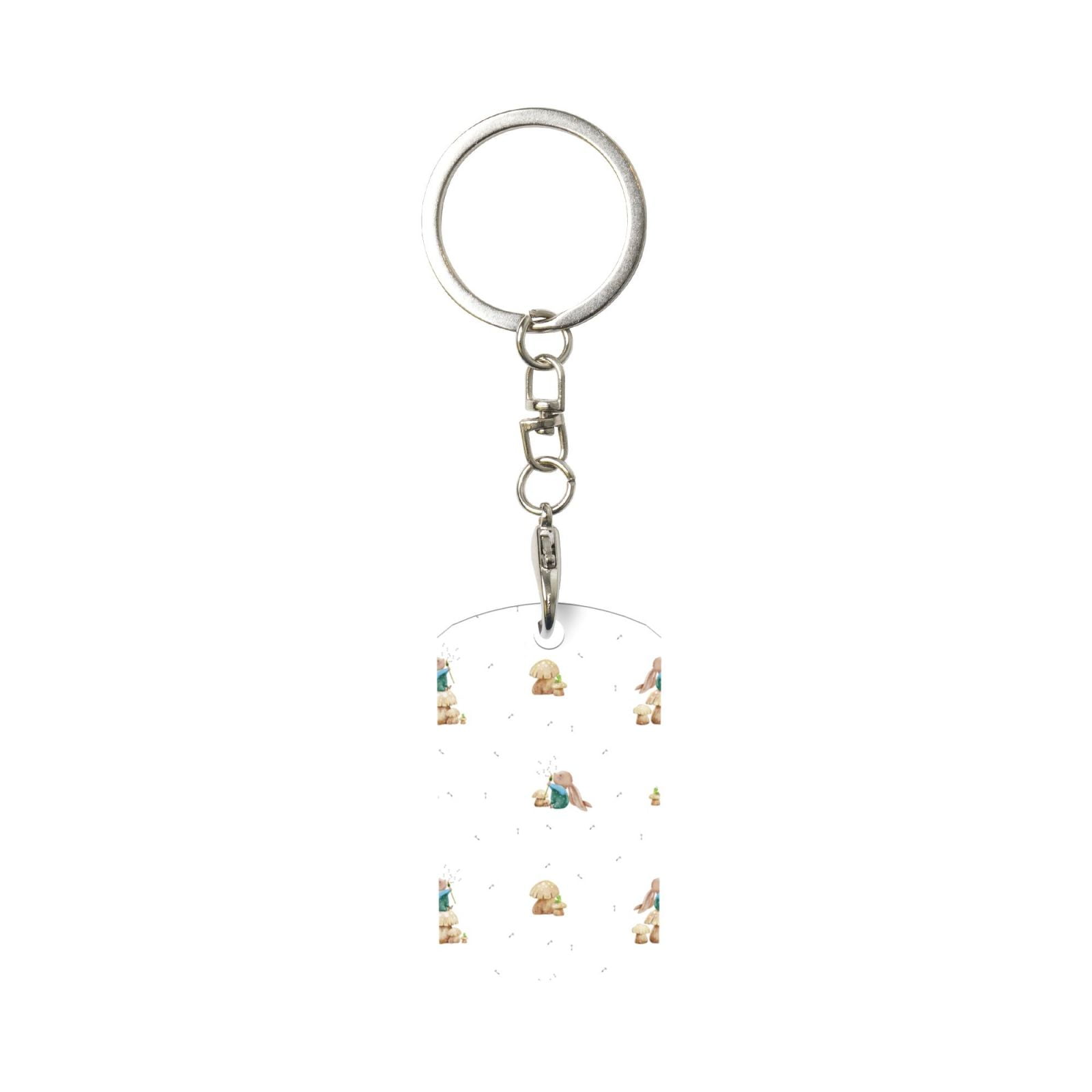 Naloa Rabbit Blowing Dandelions Print Keyfob with Split Key Ring and ...