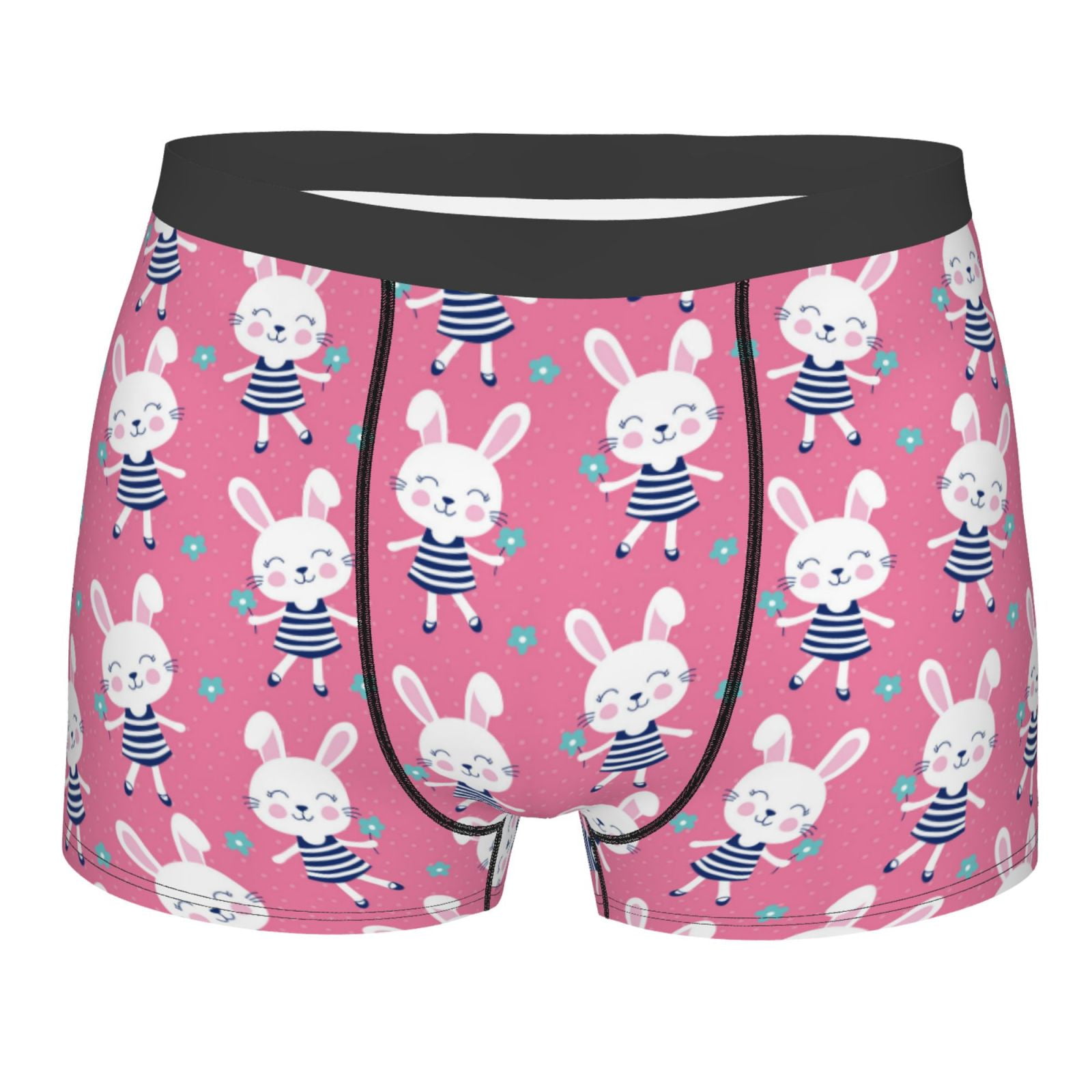 Naloa Rabbit Holding Flowers Print Mens Underwear - Boxers for Men ...