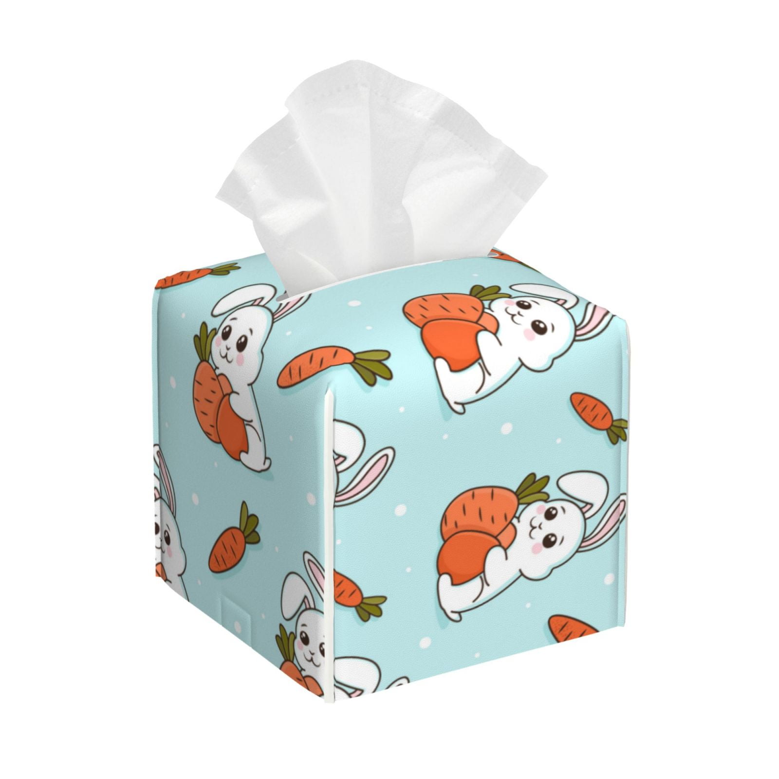 Naloa Rabbit Is Eating Carrots Tissue Box CoverLeather Tissue Holder ...