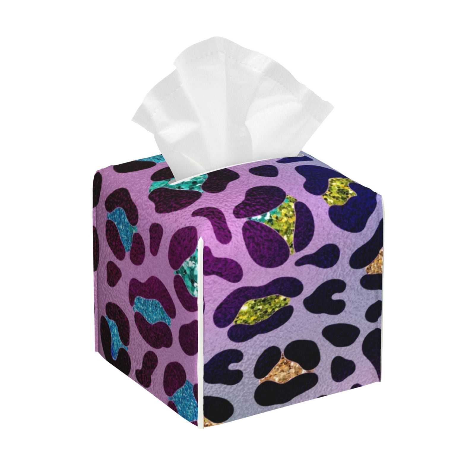 Naloa Rainbow Animal Skin Tissue Box CoverLeather Tissue Holder Square ...