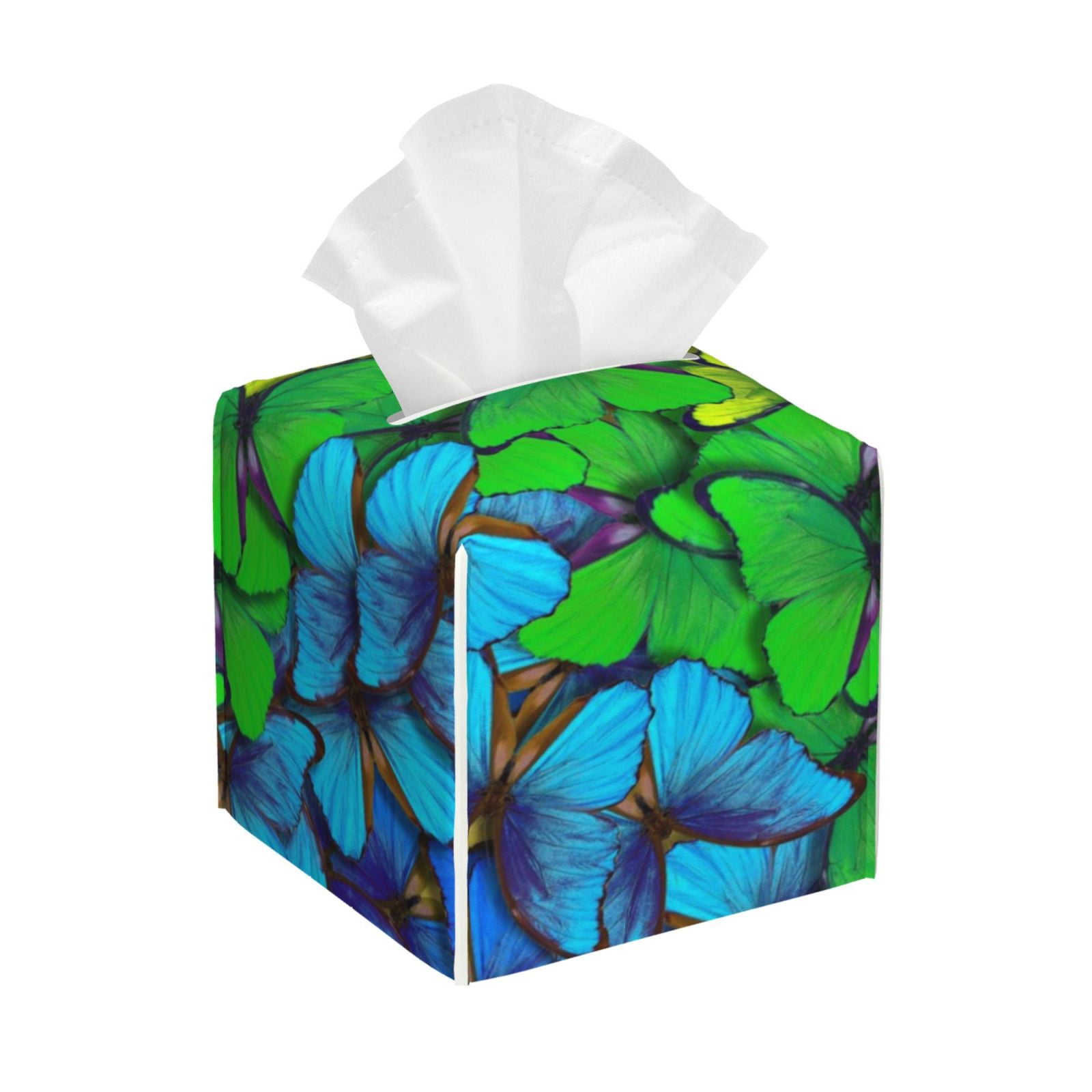 Naloa Rainbow Butterflies Tissue Box Cover Leather Tissue Holder Square ...