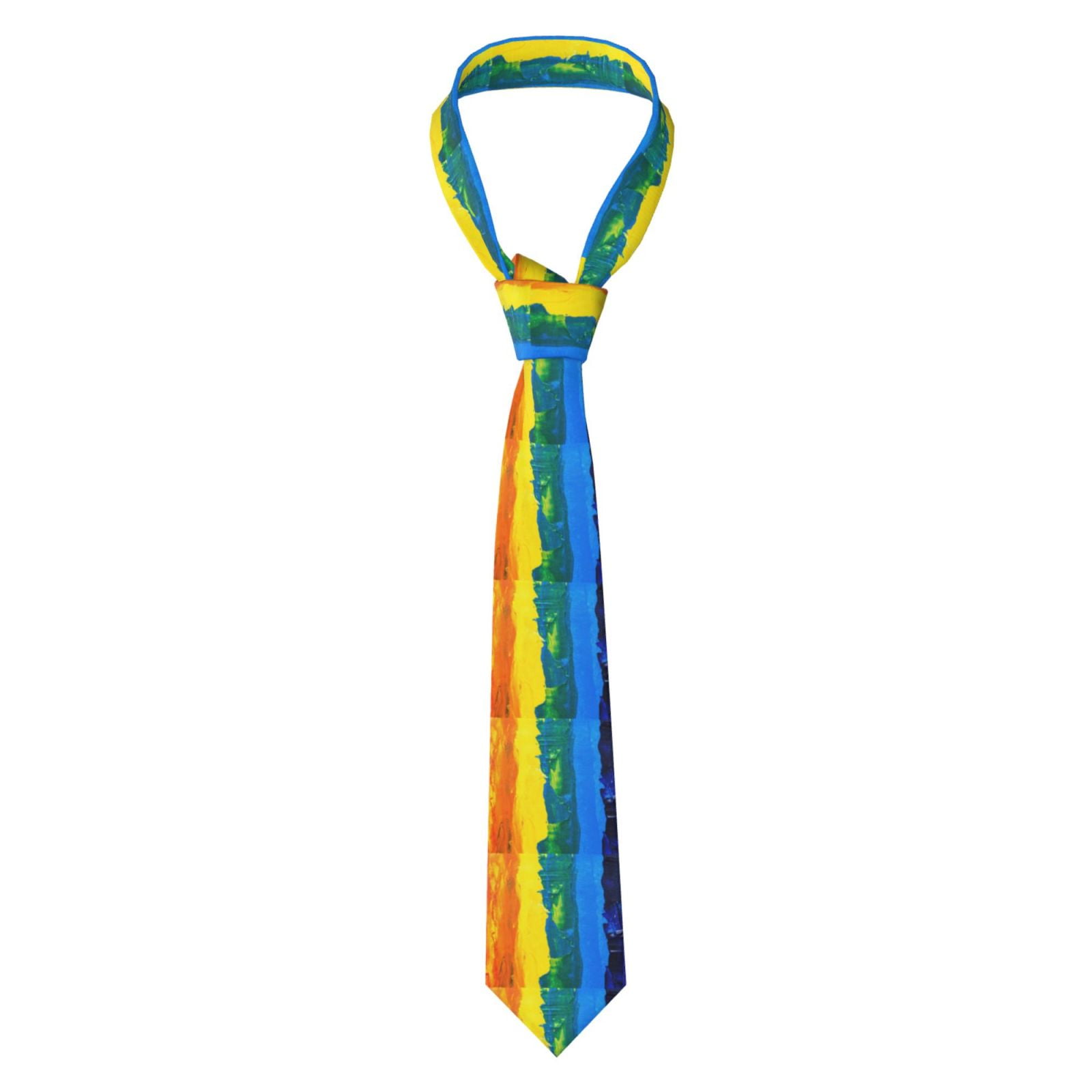 Naloa Rainbow Colored Print Solid Color Tie Formal Necktie for Men ...