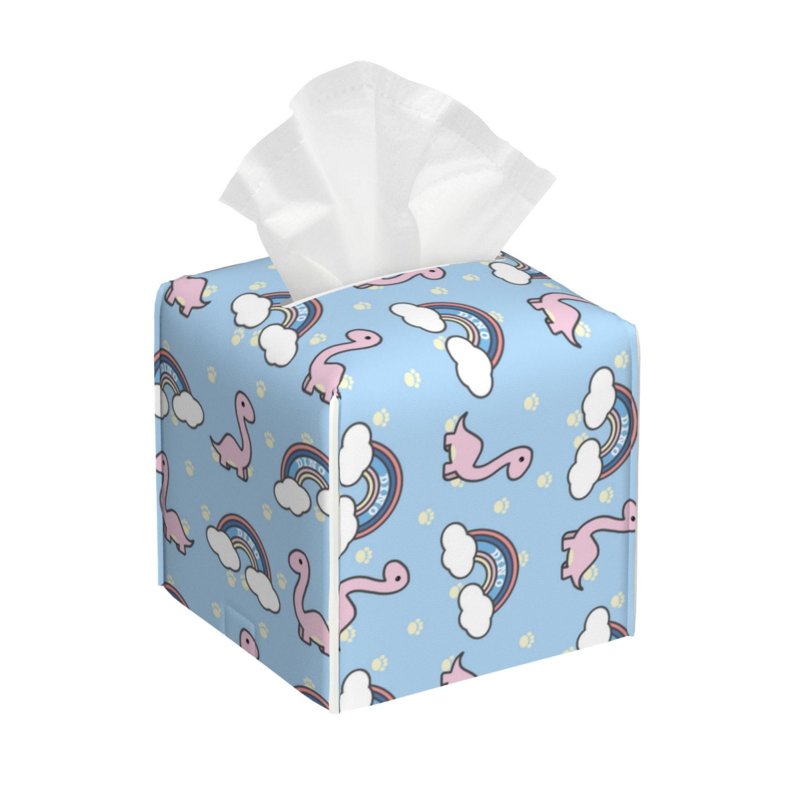 Naloa Rainbow Dinosaur Tissue Box CoverLeather Tissue Holder Square ...