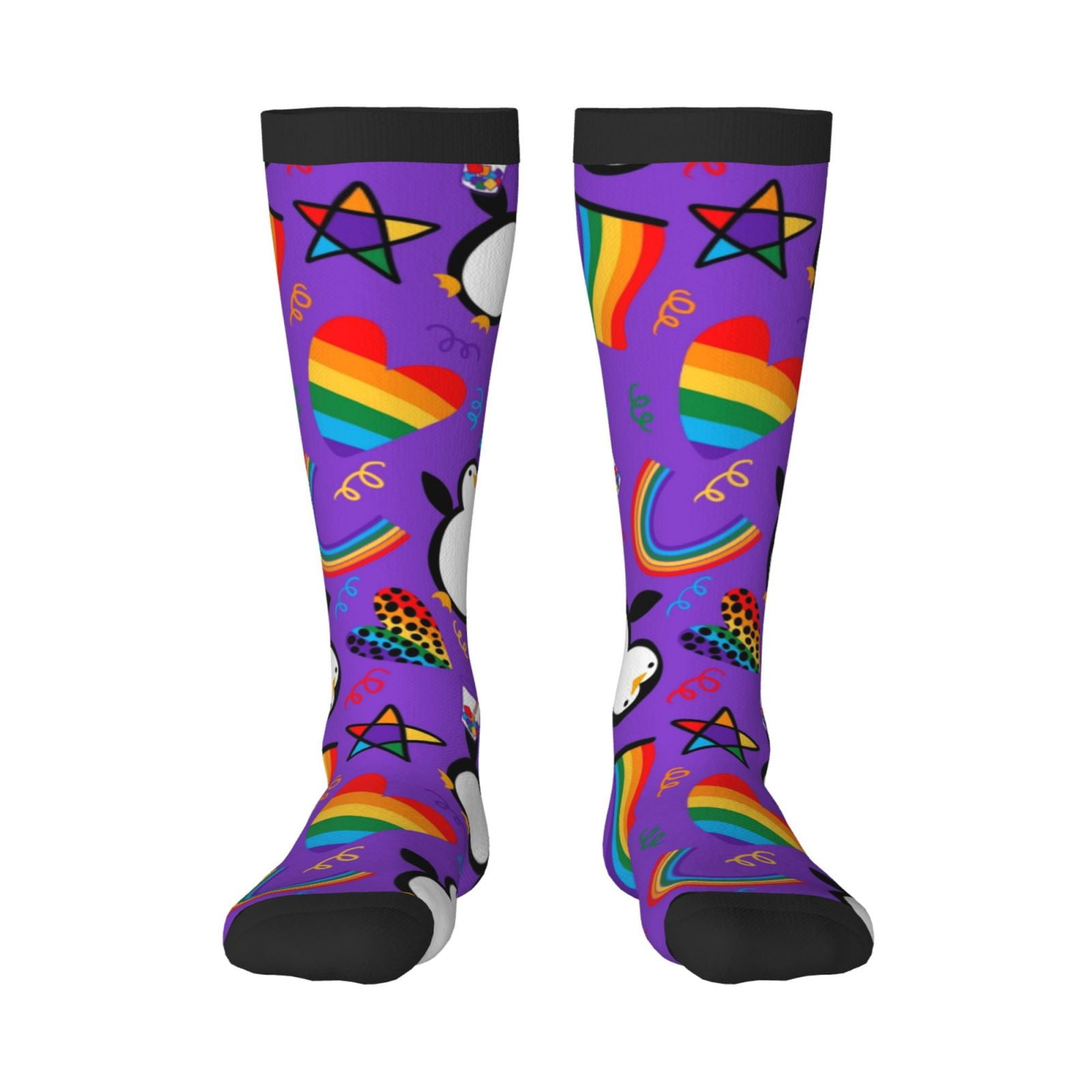 Naloa Rainbow Lgbt Penguin Thigh High Socks Extra Long Stretchy Sock ...