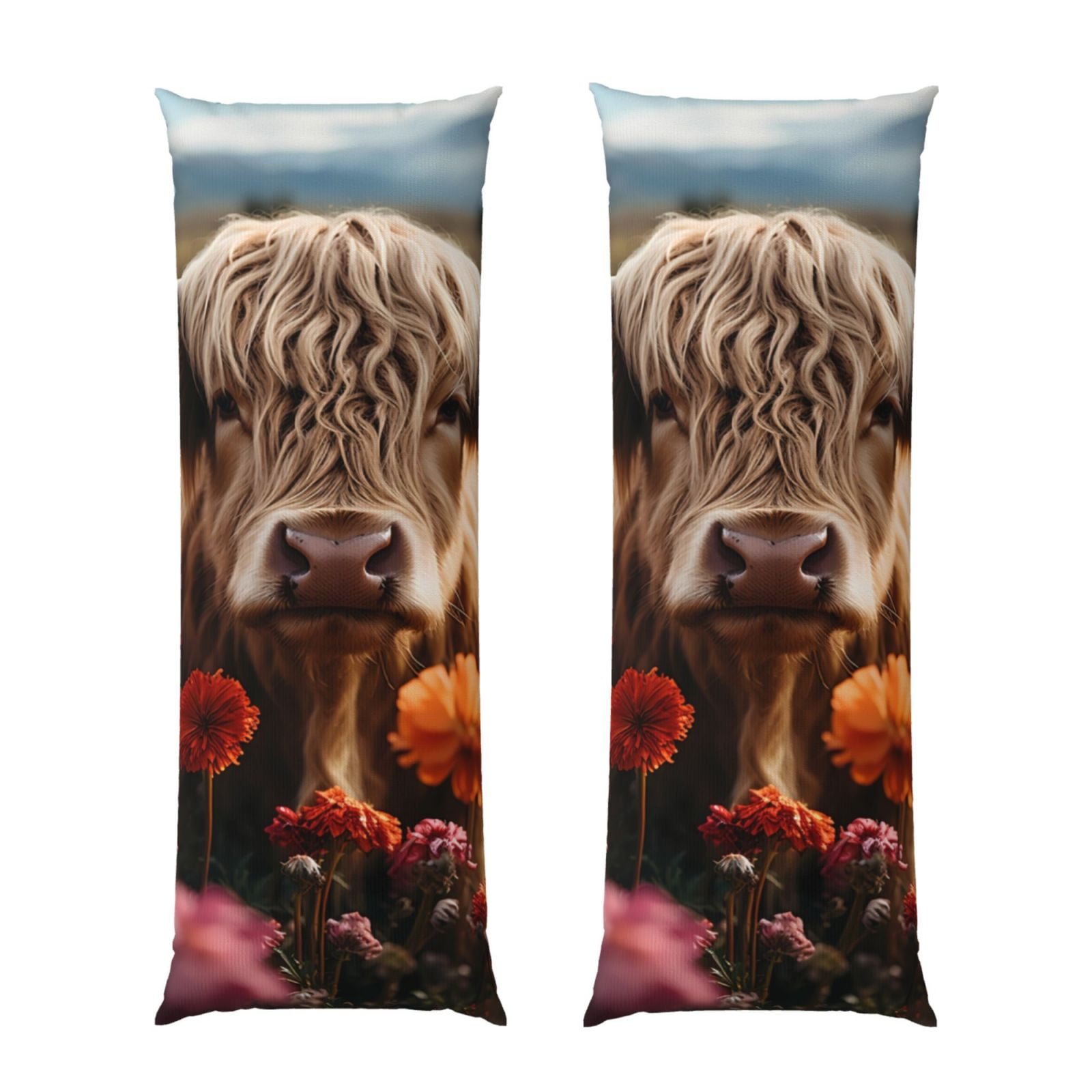 Naloa Realistic Flower Cow Super Soft 20x60 Body Pillow Case,Long Side ...