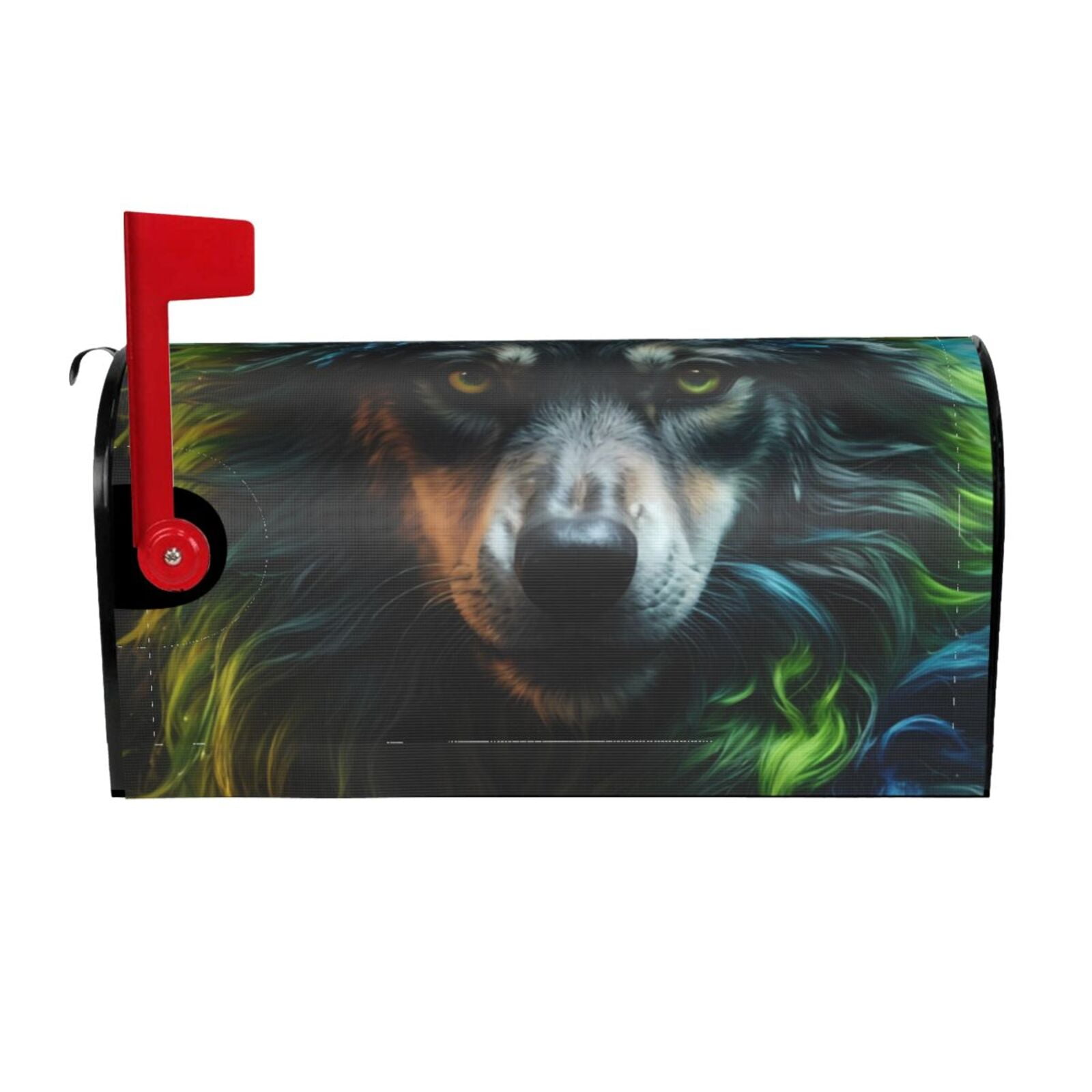 Naloa Realistic Style Colorful Wolf A Mailbox Covers Magnetic Post Box Cover Post Letter Box ...