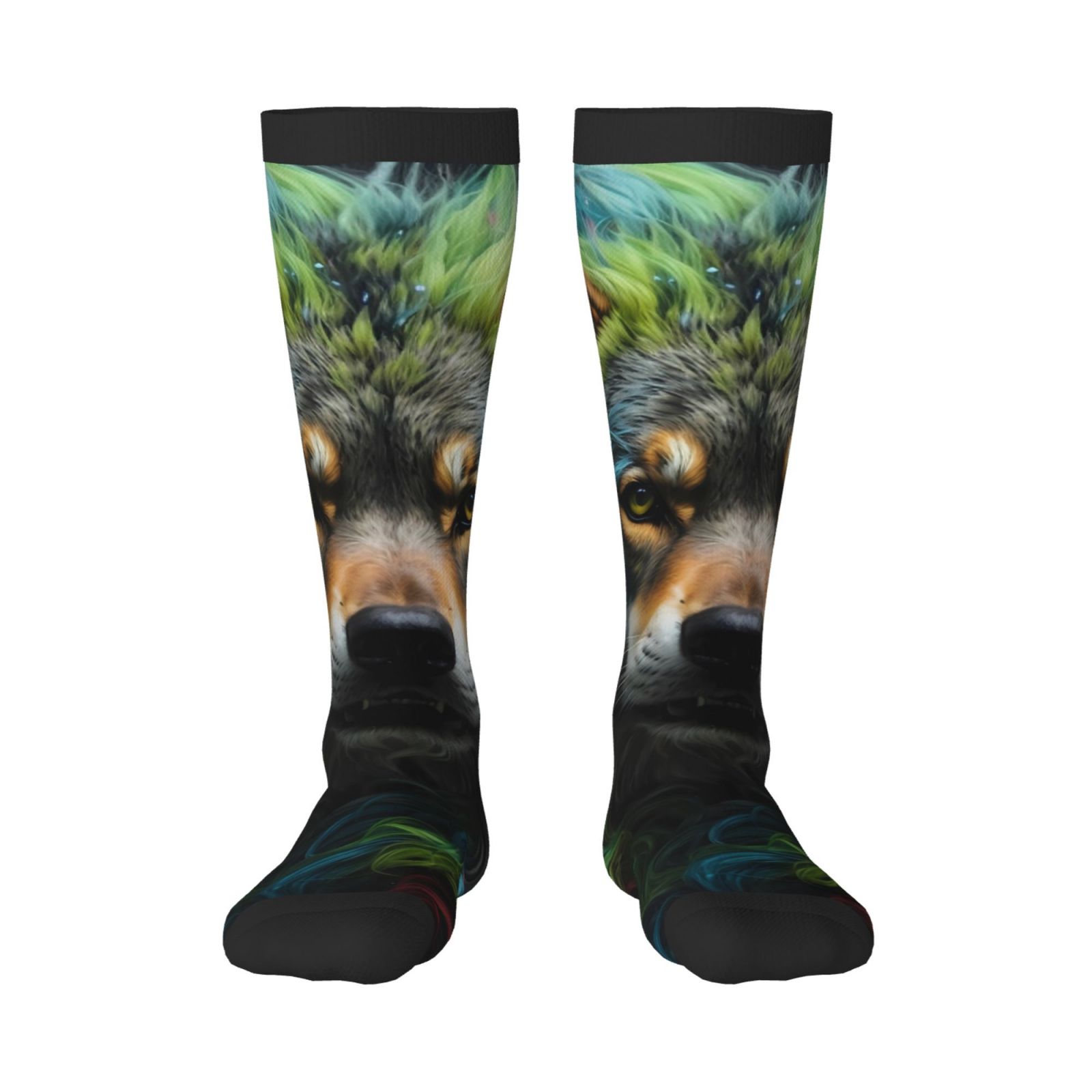 Naloa Realistic Style Colorful Wolf Thigh High Socks Extra Long ...
