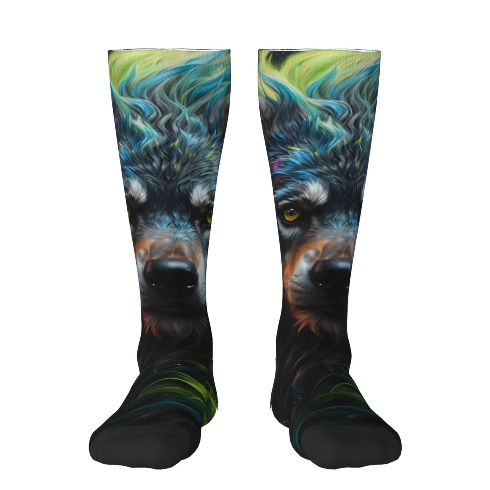 Naloa Realistic Style Green Fur Wolf Thigh High Socks Extra Long ...