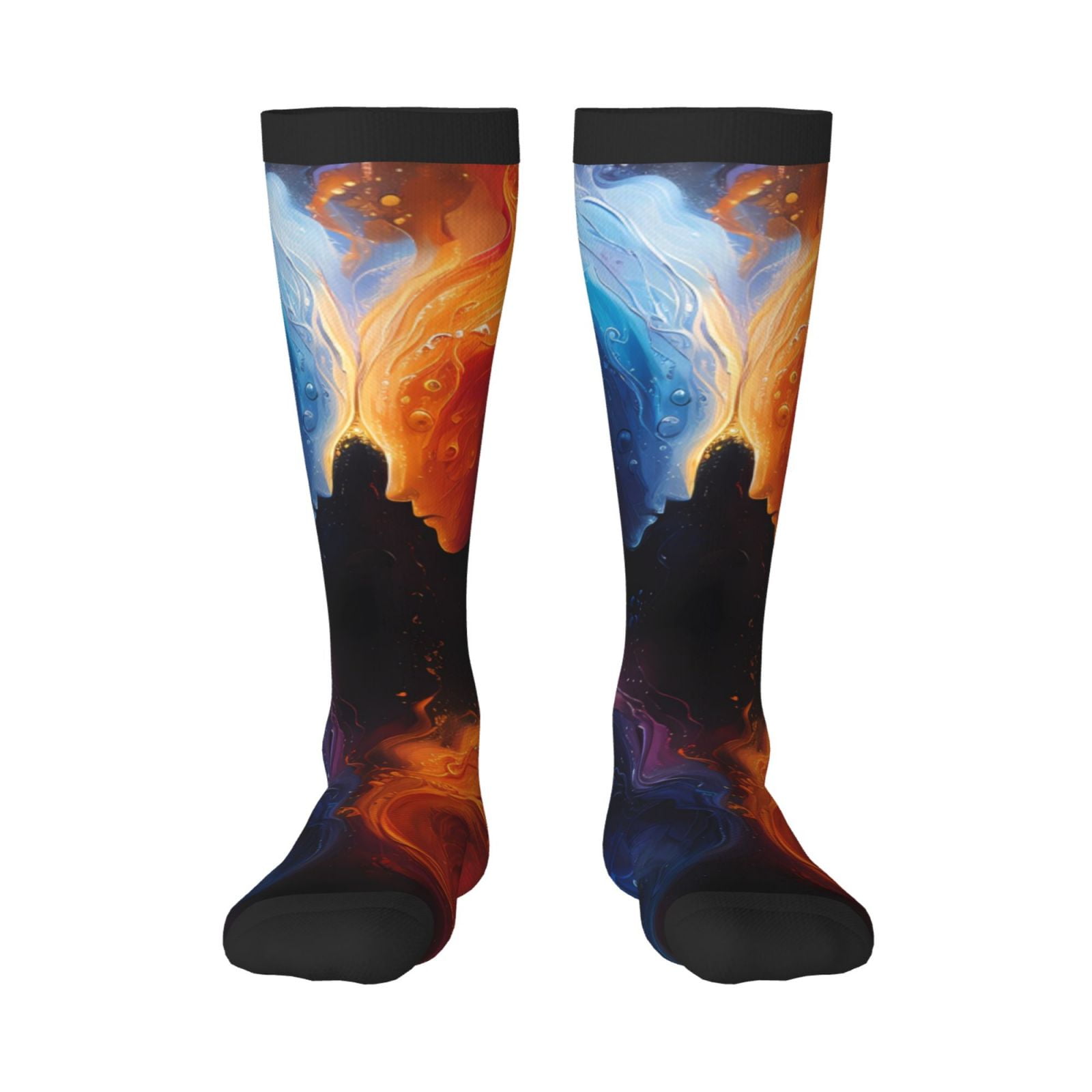Naloa Red And Blue Abstract Thigh High Socks Extra Long Stretchy Sock ...