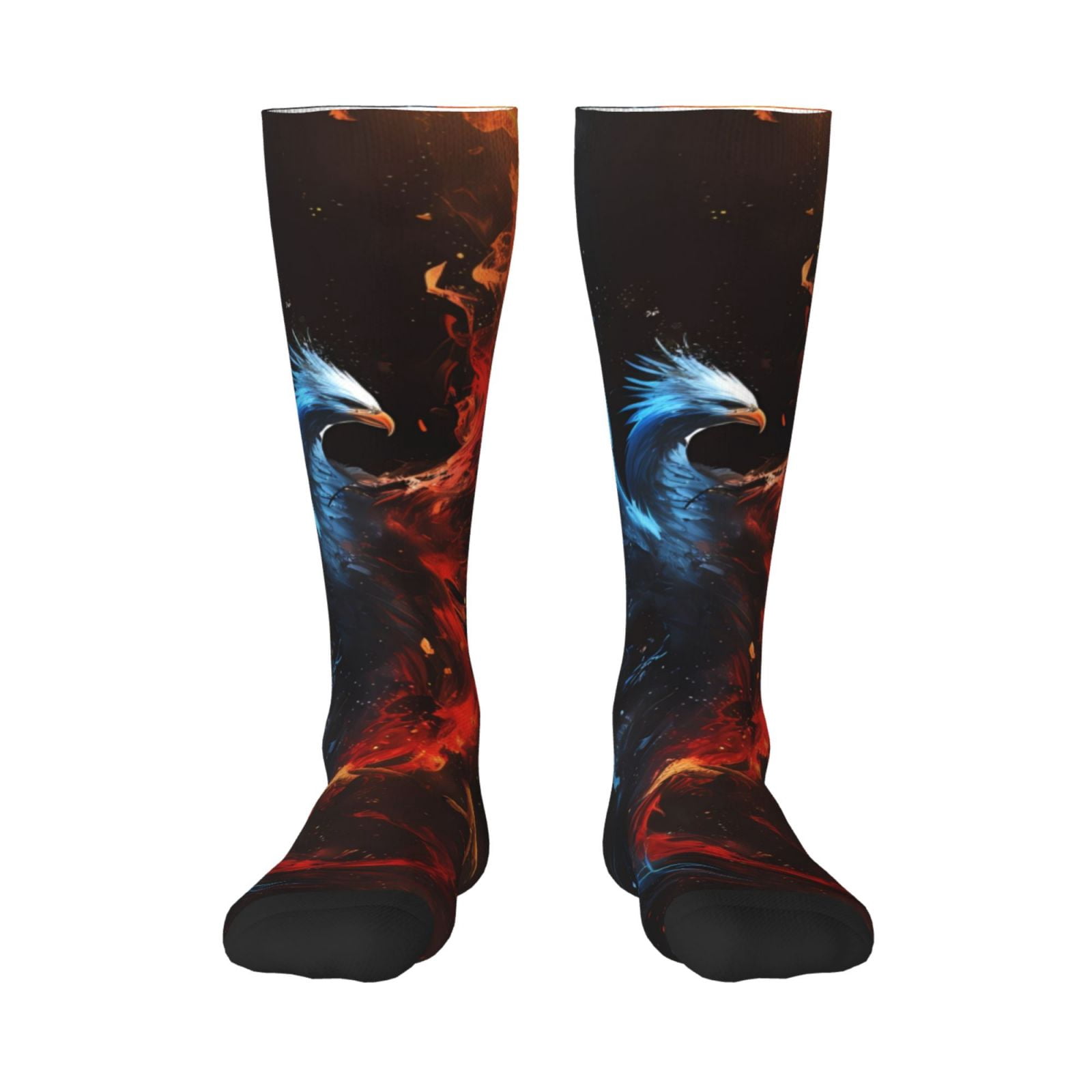 Naloa Red And Blue Fire Bird Thigh High Socks Extra Long Stretchy Sock ...