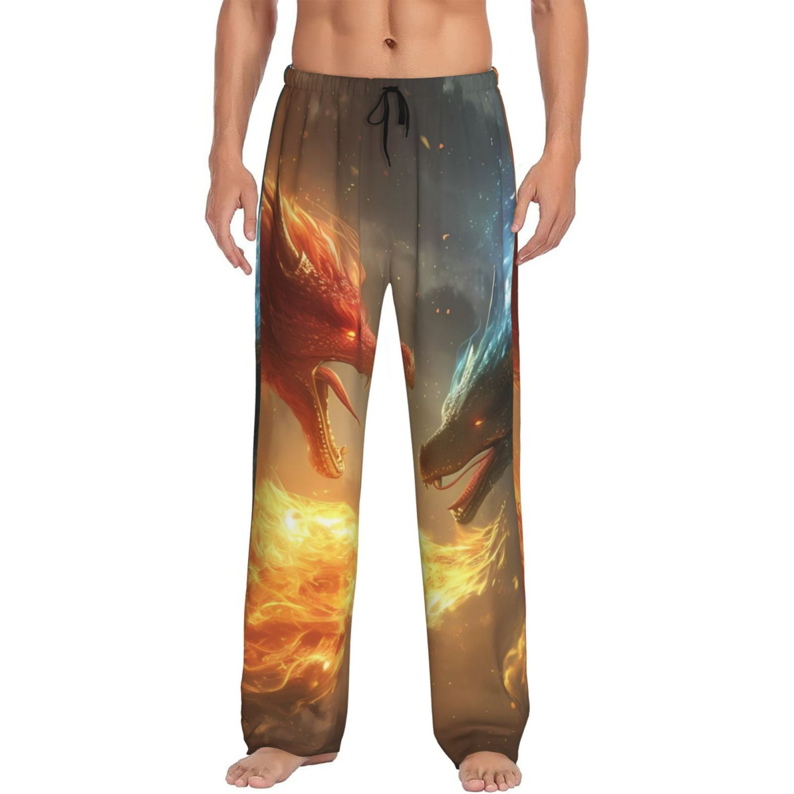 Naloa Red And Blue Fire Dragon B Pajama Pants Men, PJ Bottoms, Sleep ...