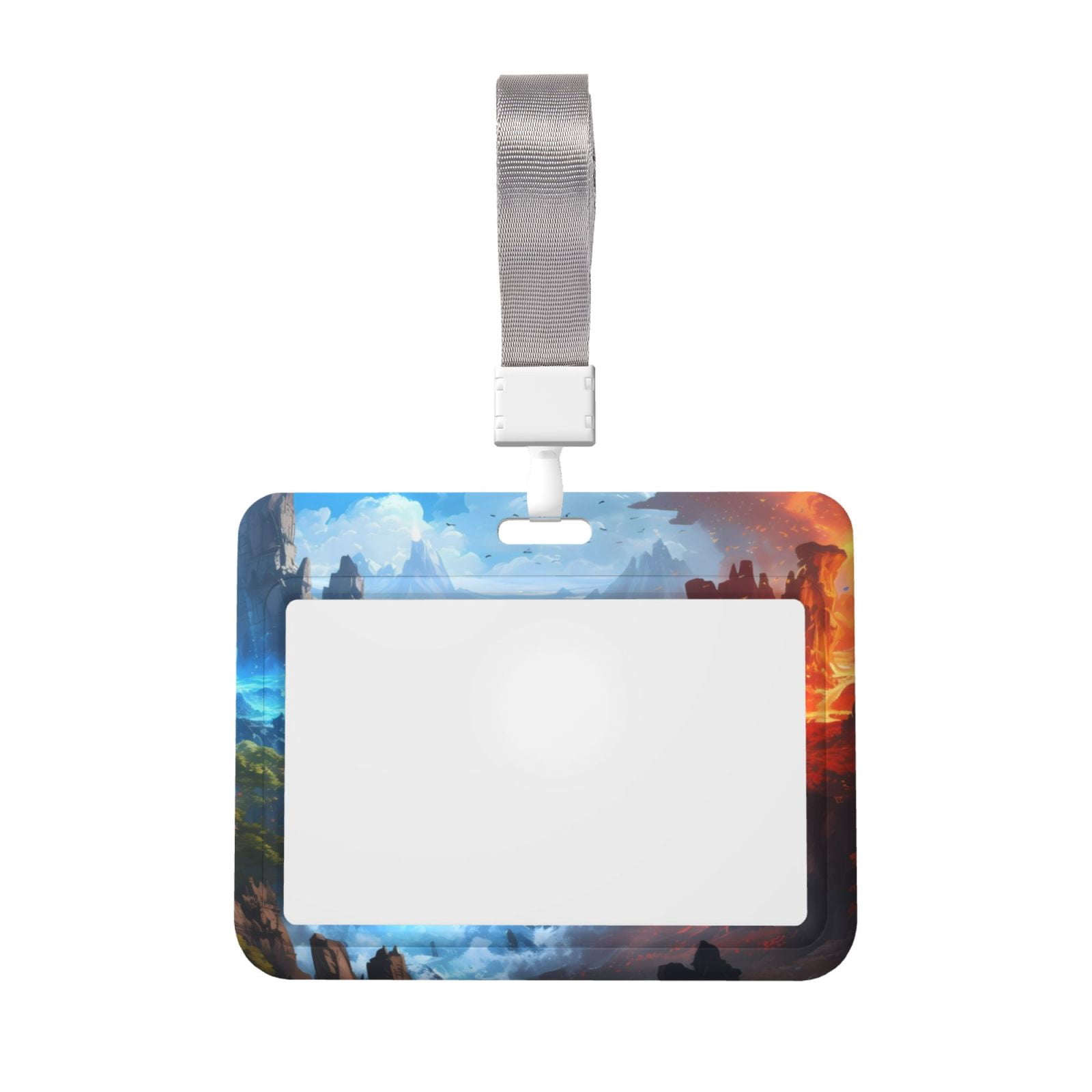 Naloa Red And Blue Fire Mountains Card Badge Holder Work Badge Sleeve ...