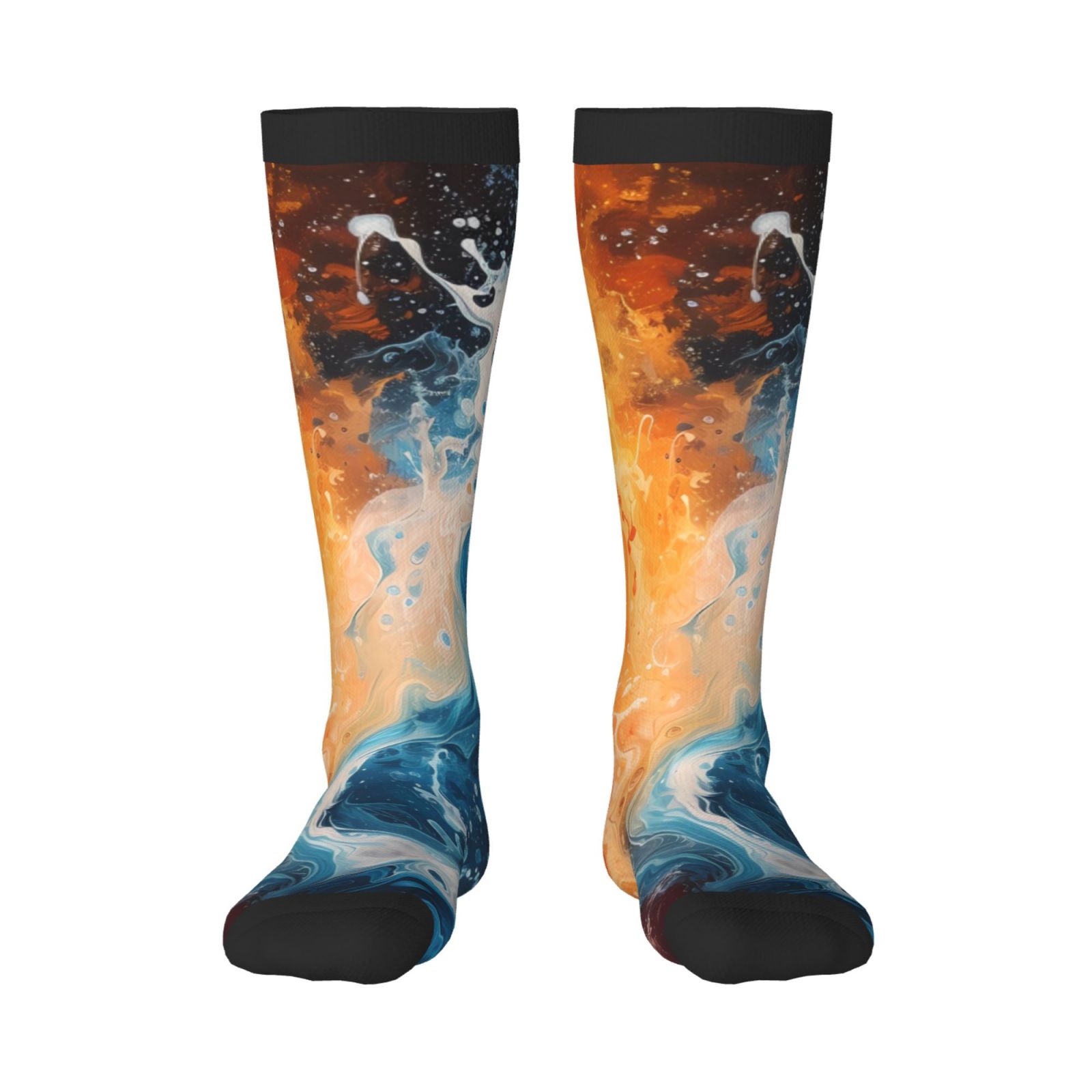 Naloa Red And Blue Waves Thigh High Socks Extra Long Stretchy Sock Women Over Knee High Opaque ...