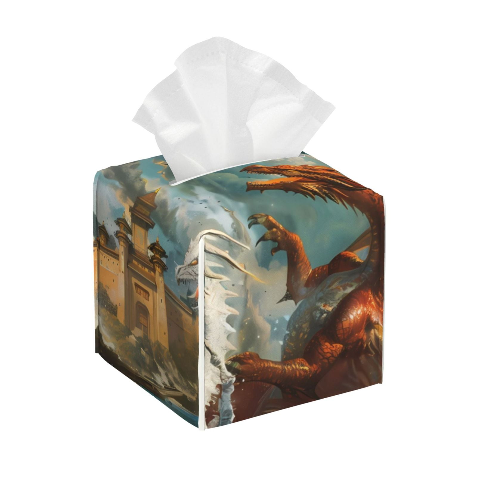 Naloa Red Blue Dragon Battle Epic Tissue Box Cover Leather Tissue ...