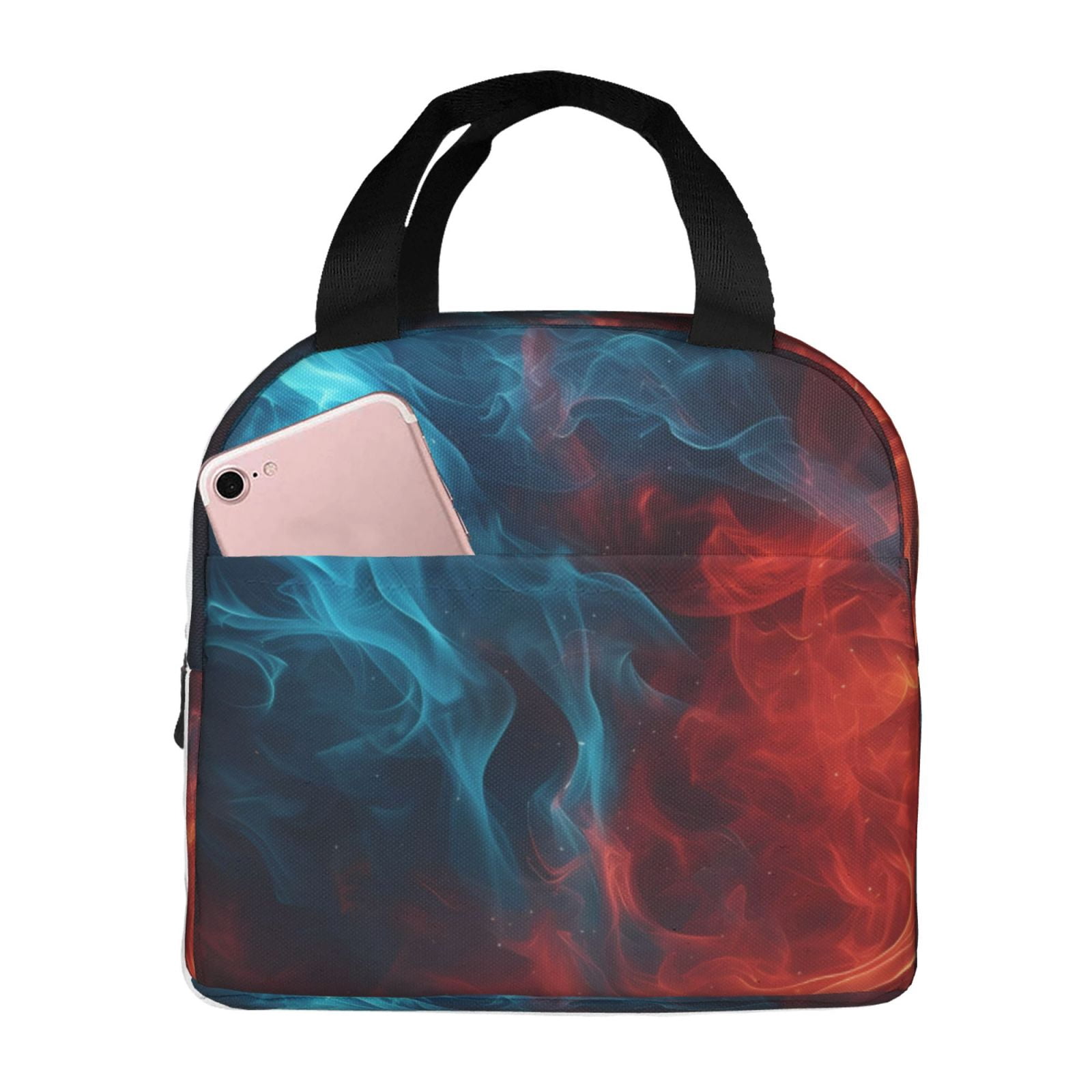 Naloa Red And Blue Fire Print Lunch Box for Women Men,Insulated Lunch ...